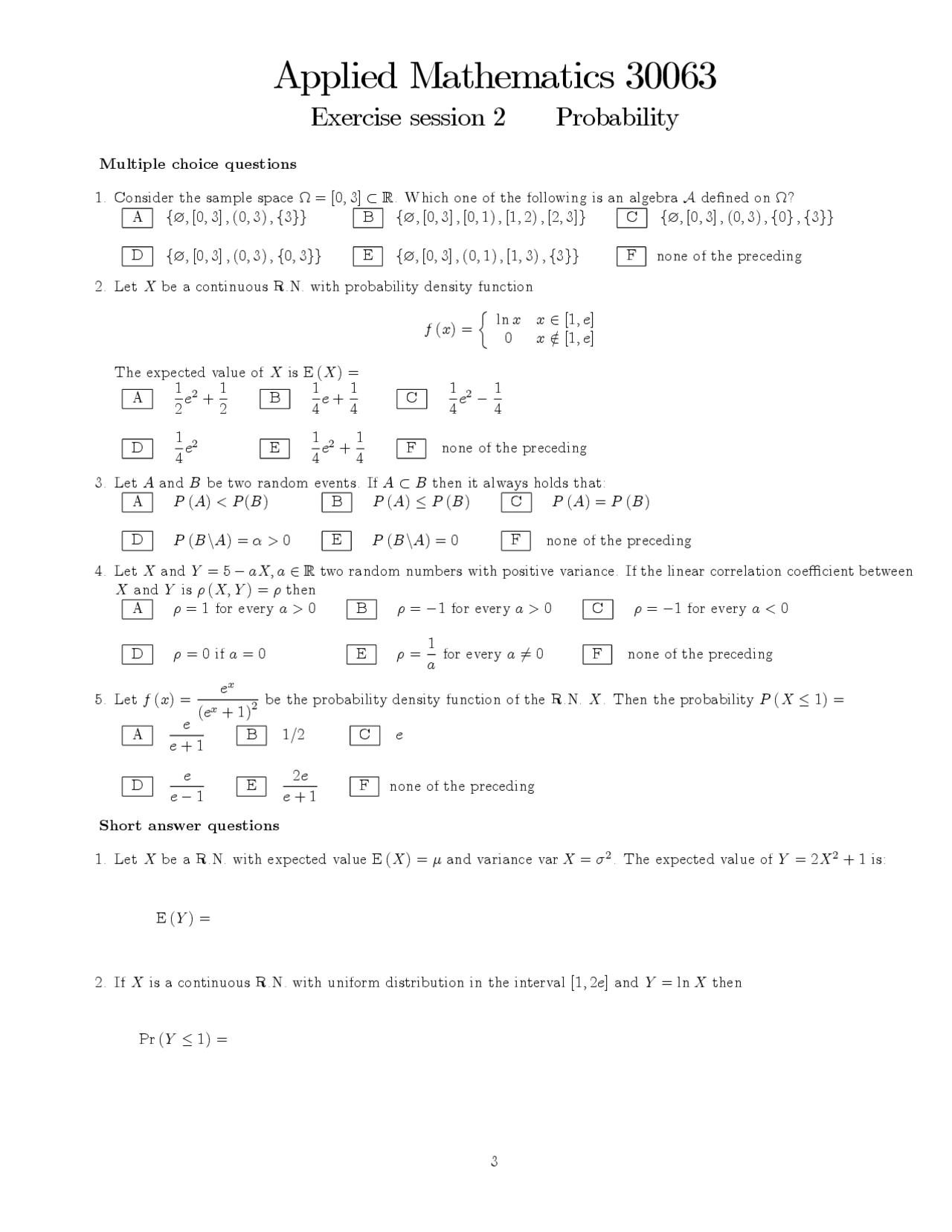 Matematica Integrali Docsity
