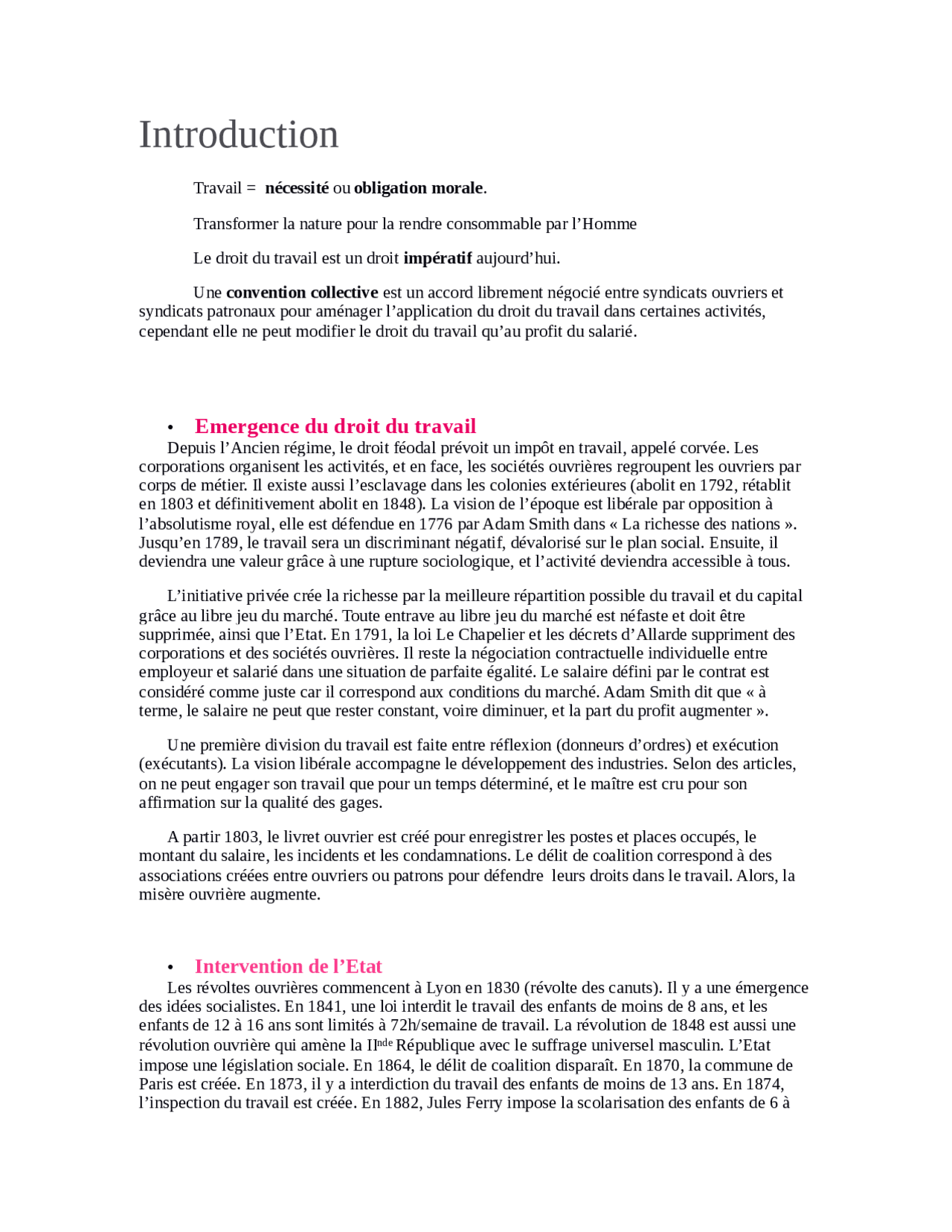 Droit Du Travail Partie 1 Docsity
