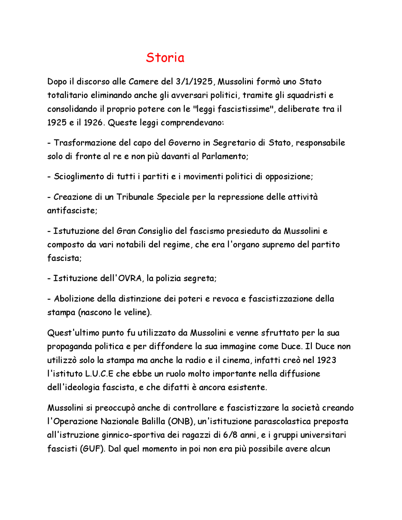 Appunti Sul Fascismo Docsity