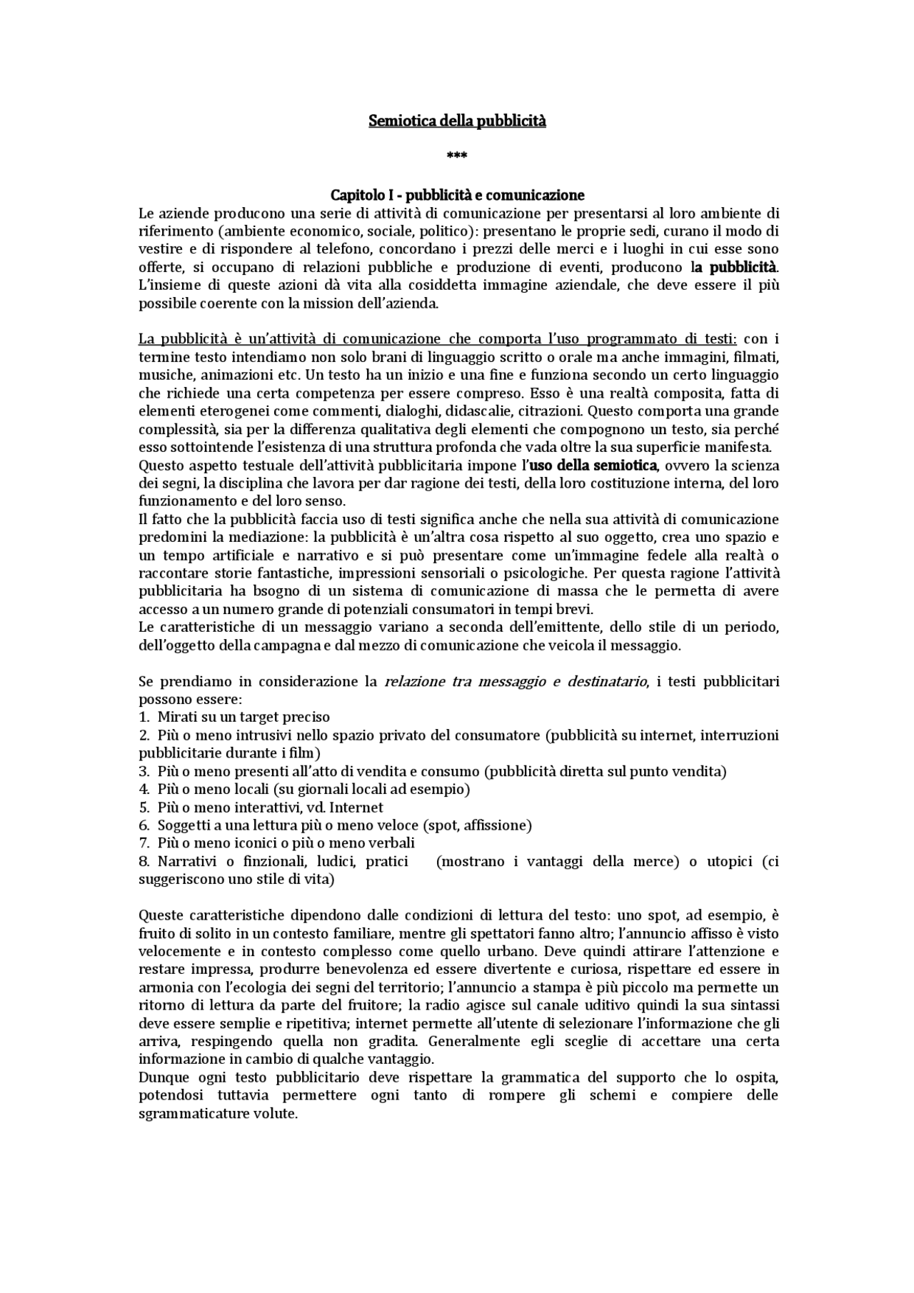 Riassunto Semiotica Della Pubblicità Di U Volli Docsity