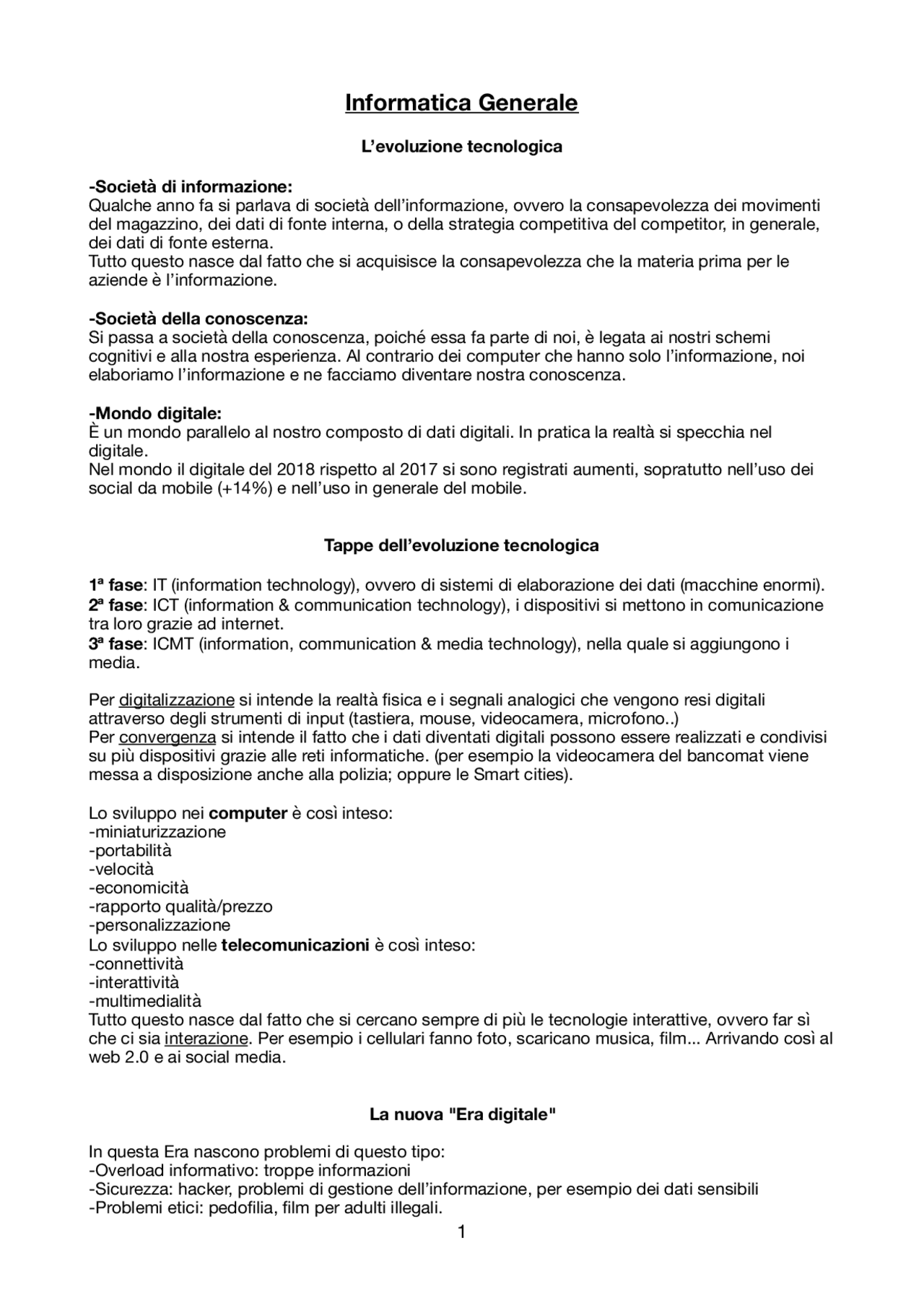 Informatica Generale Prof Claudia Dossena 2022 Docsity
