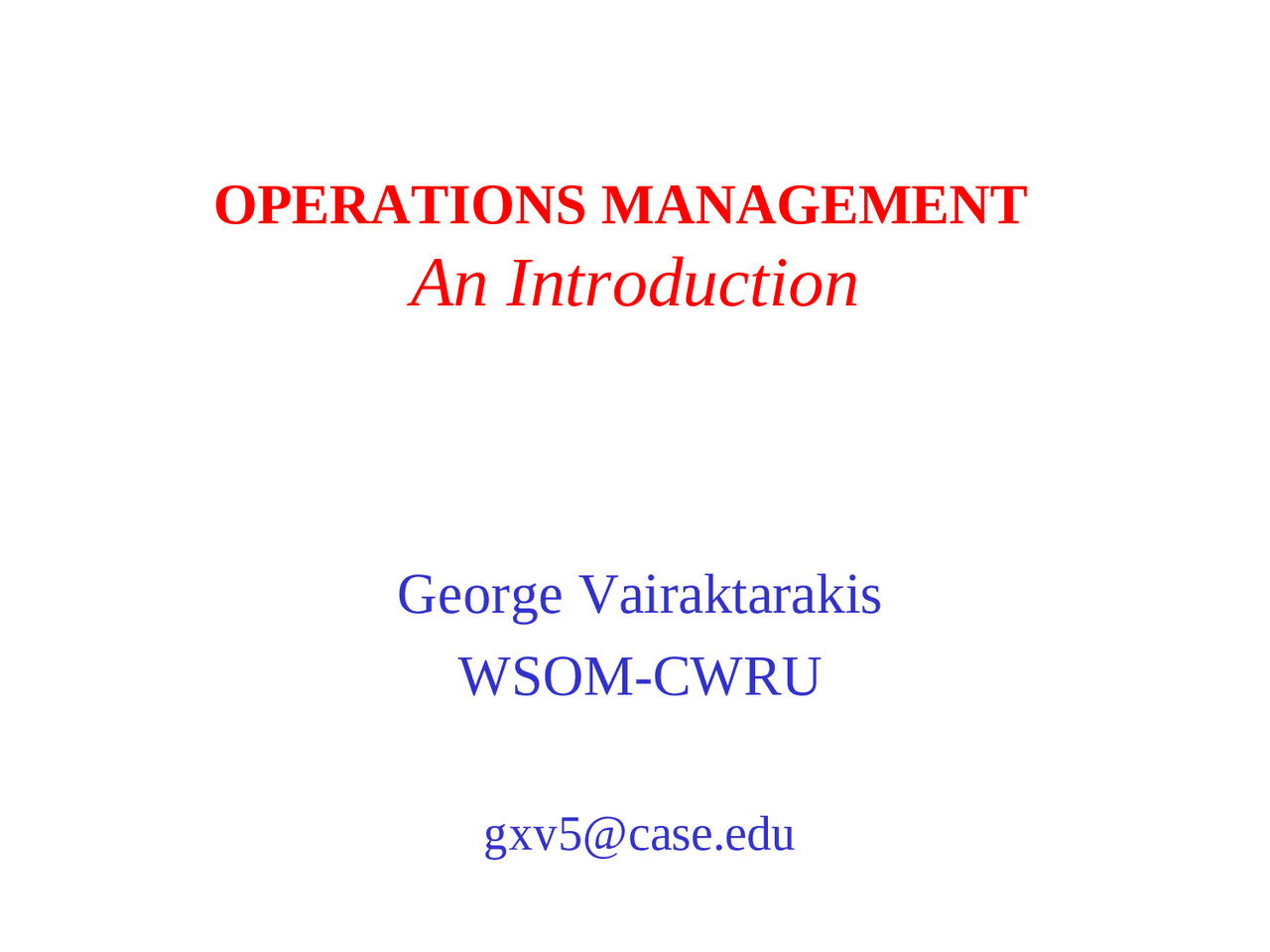 Operations Management Docsity