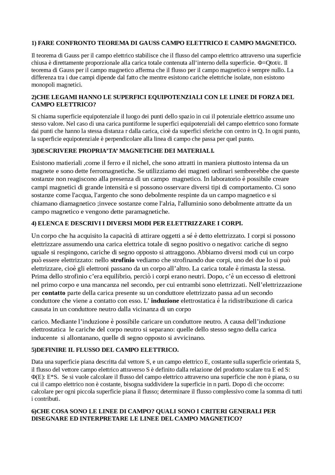 Appunti Brevi Fisica Quinto Anno Docsity