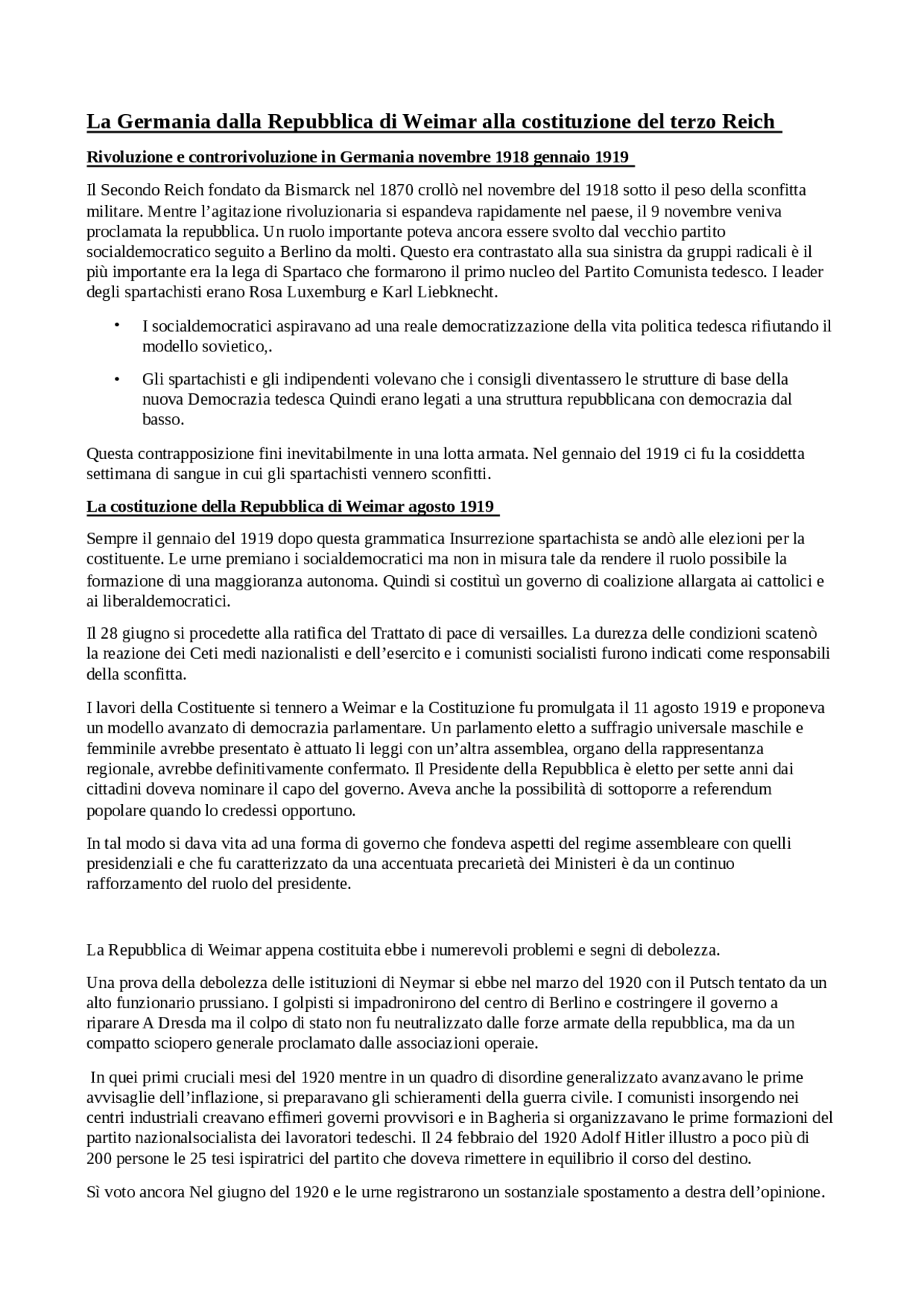 Lascesa Di Hitler E Il Nazismo In Germania Docsity