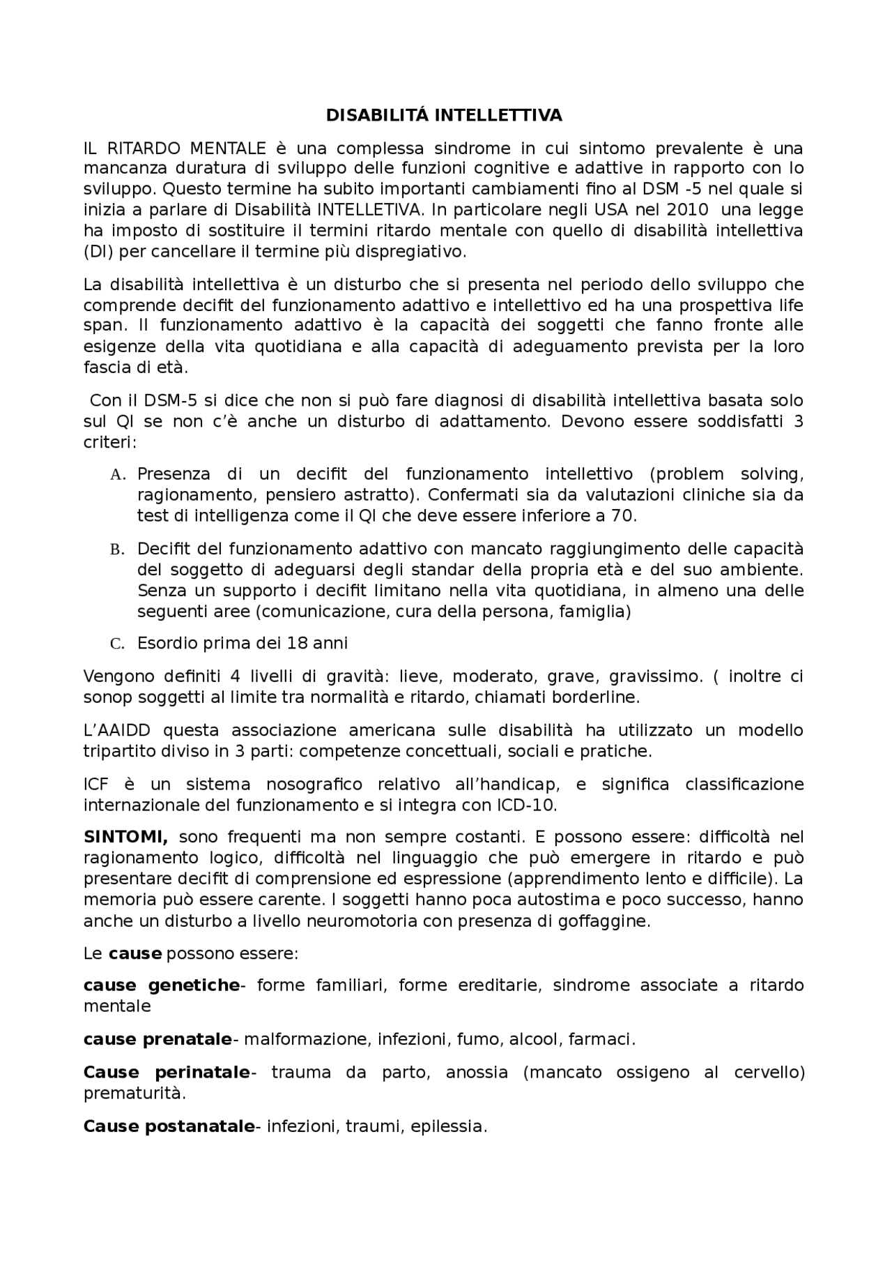 Disabilità Intellettiva Docsity