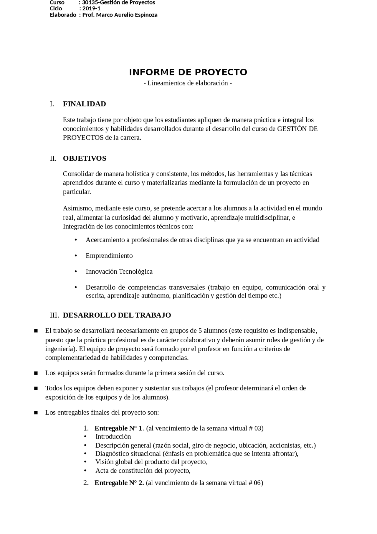 Estructura de Proyecto de fin de curso - Docsity