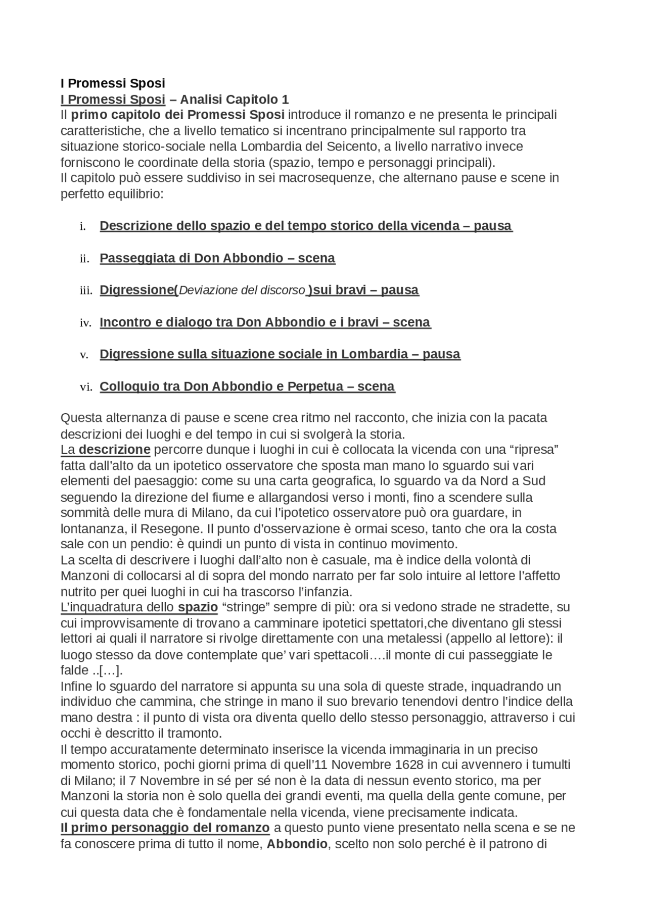 Promessi Sposi Riassunto Docsity