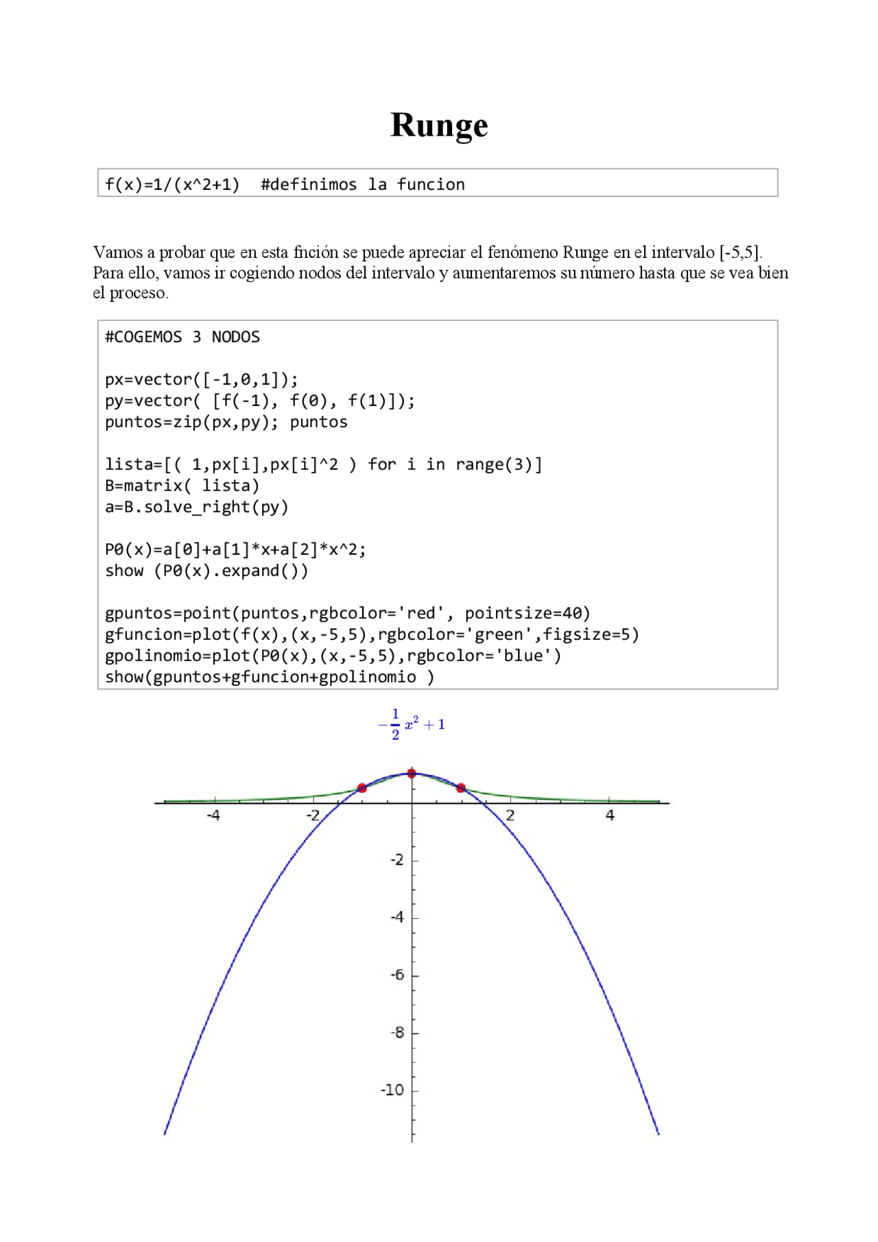 Fenomeno Runge en metodos numericos - Docsity