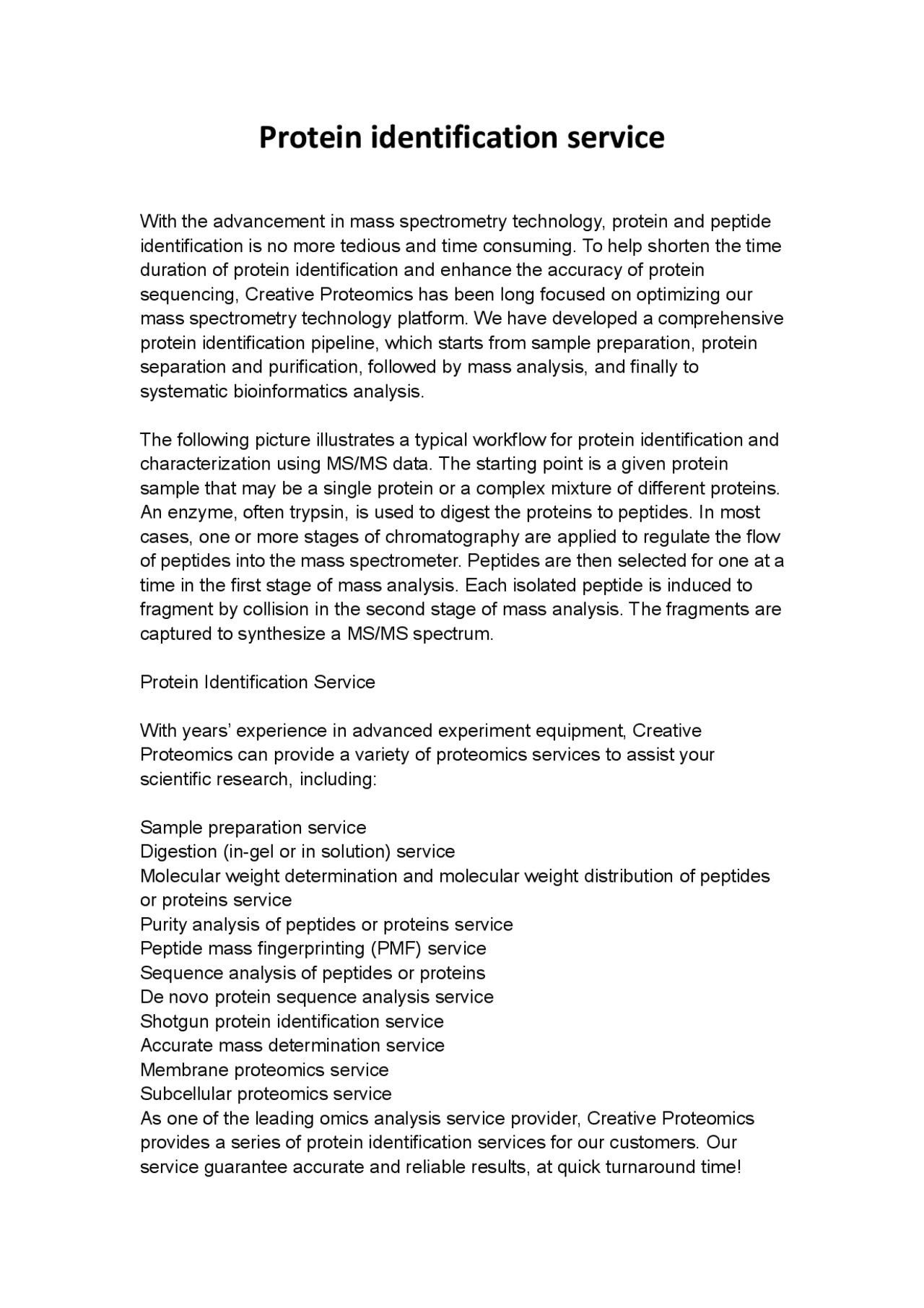 Protein Identification Service Docsity