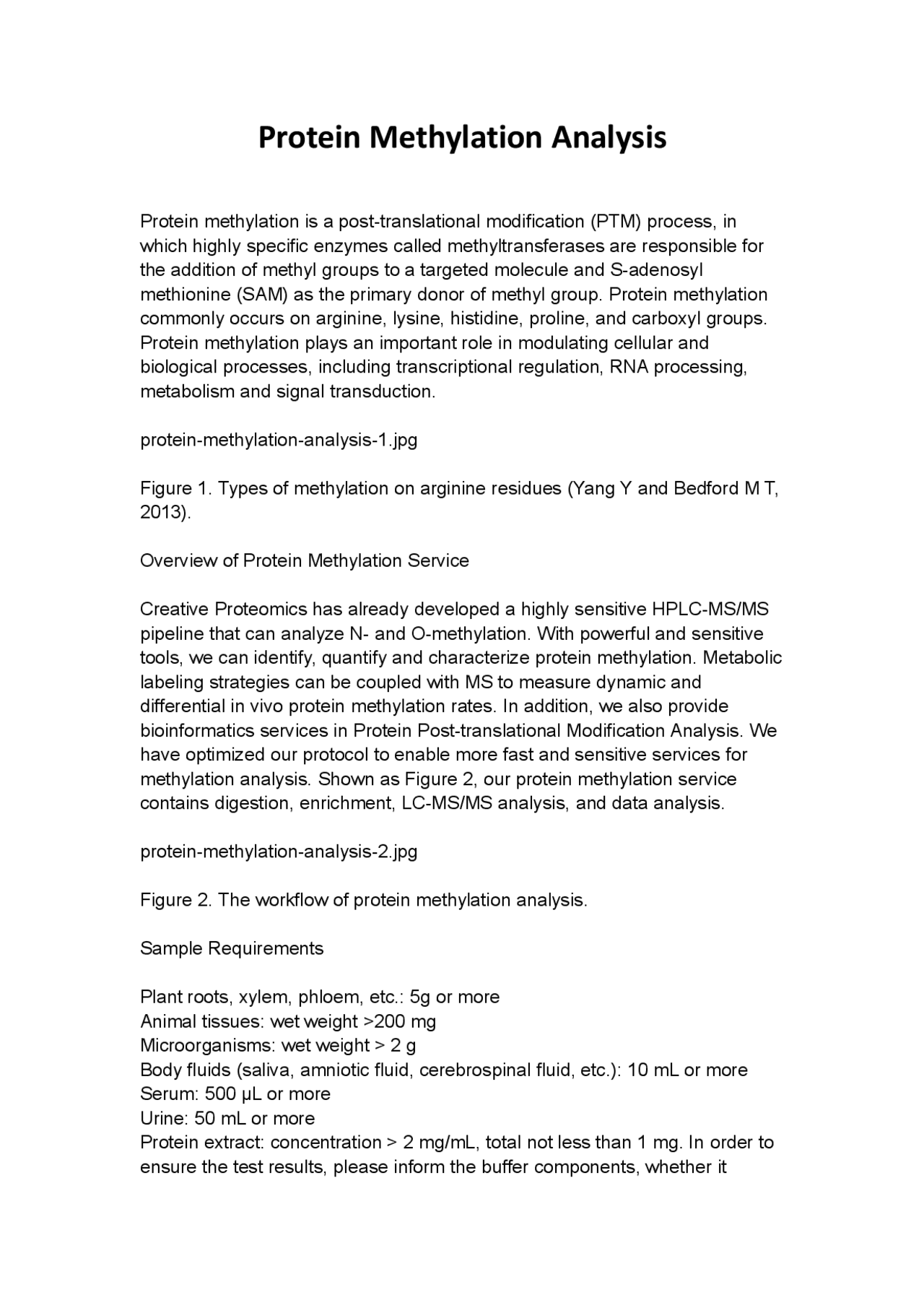 Protein Methylation Analysis - Docsity