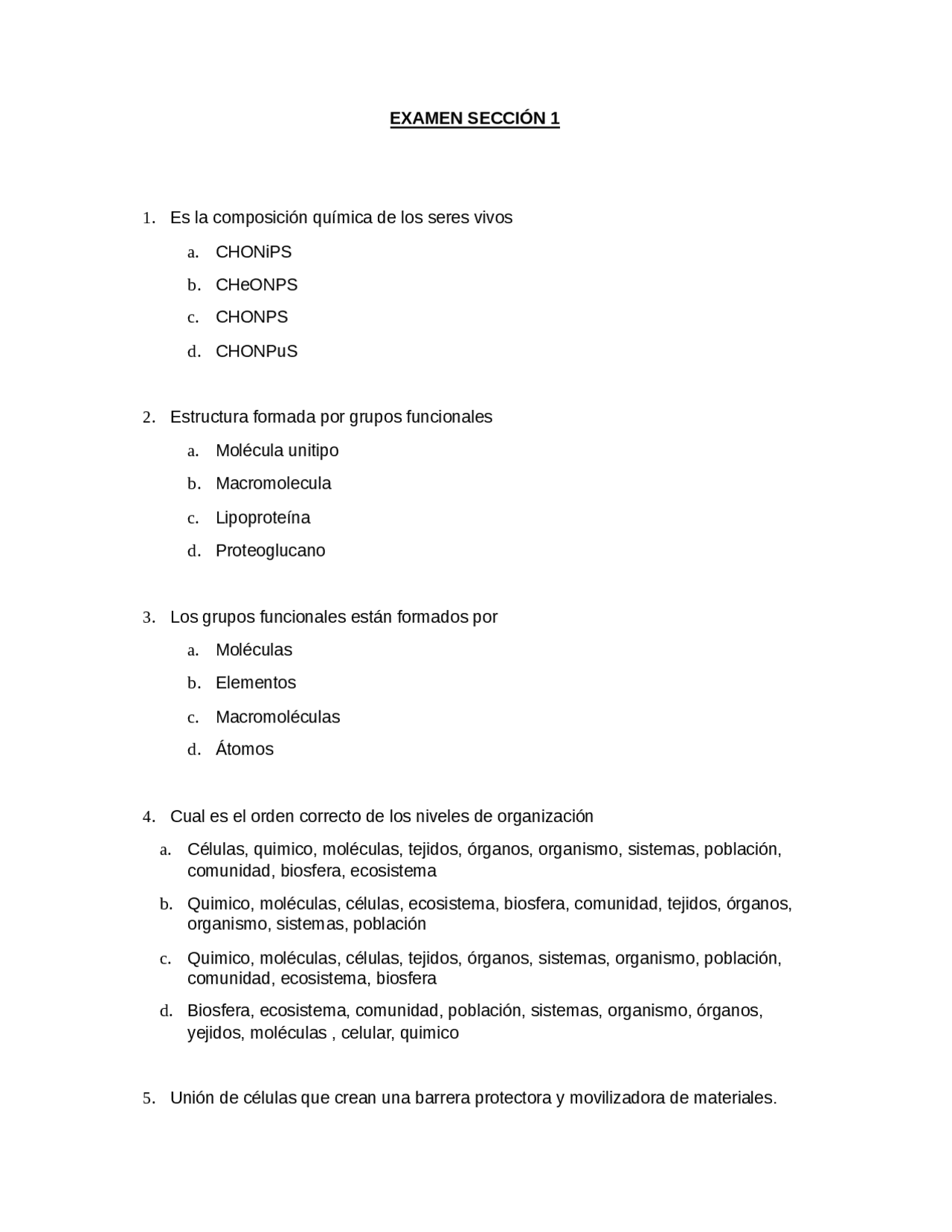 EXAMEN BIOLOGÍA CARACTERISTICAS DE LOS SERES VIVOS | Exámenes de ...