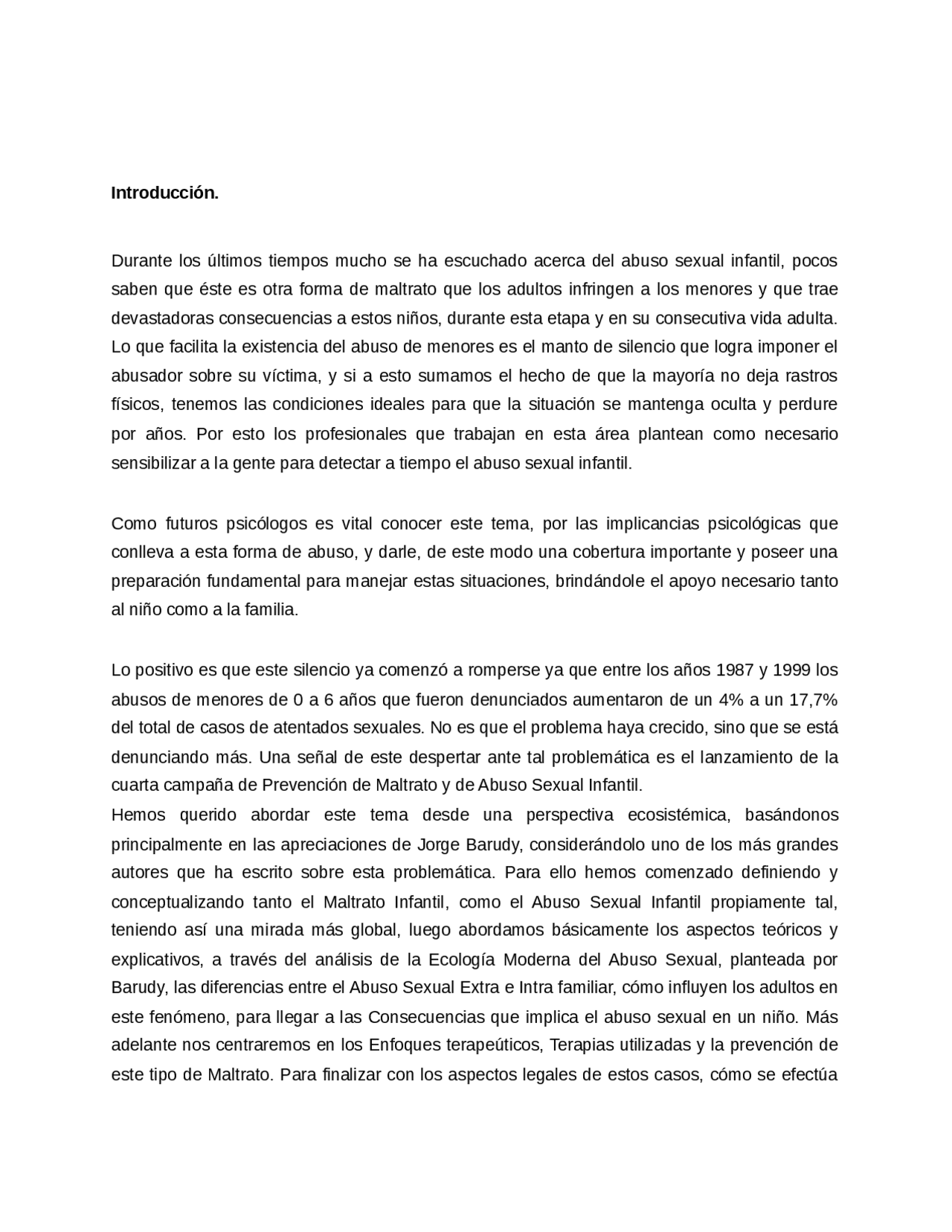 Abuso Sexual Infantil Docsity