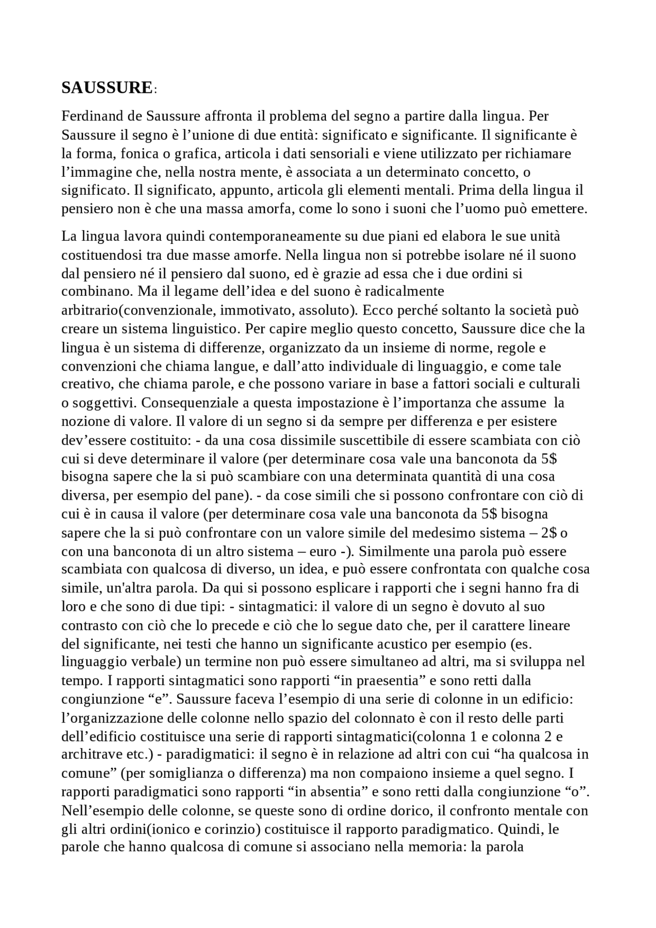 Riassunto Di Semiotica Per Scienze Delle Comunicazioni Docsity