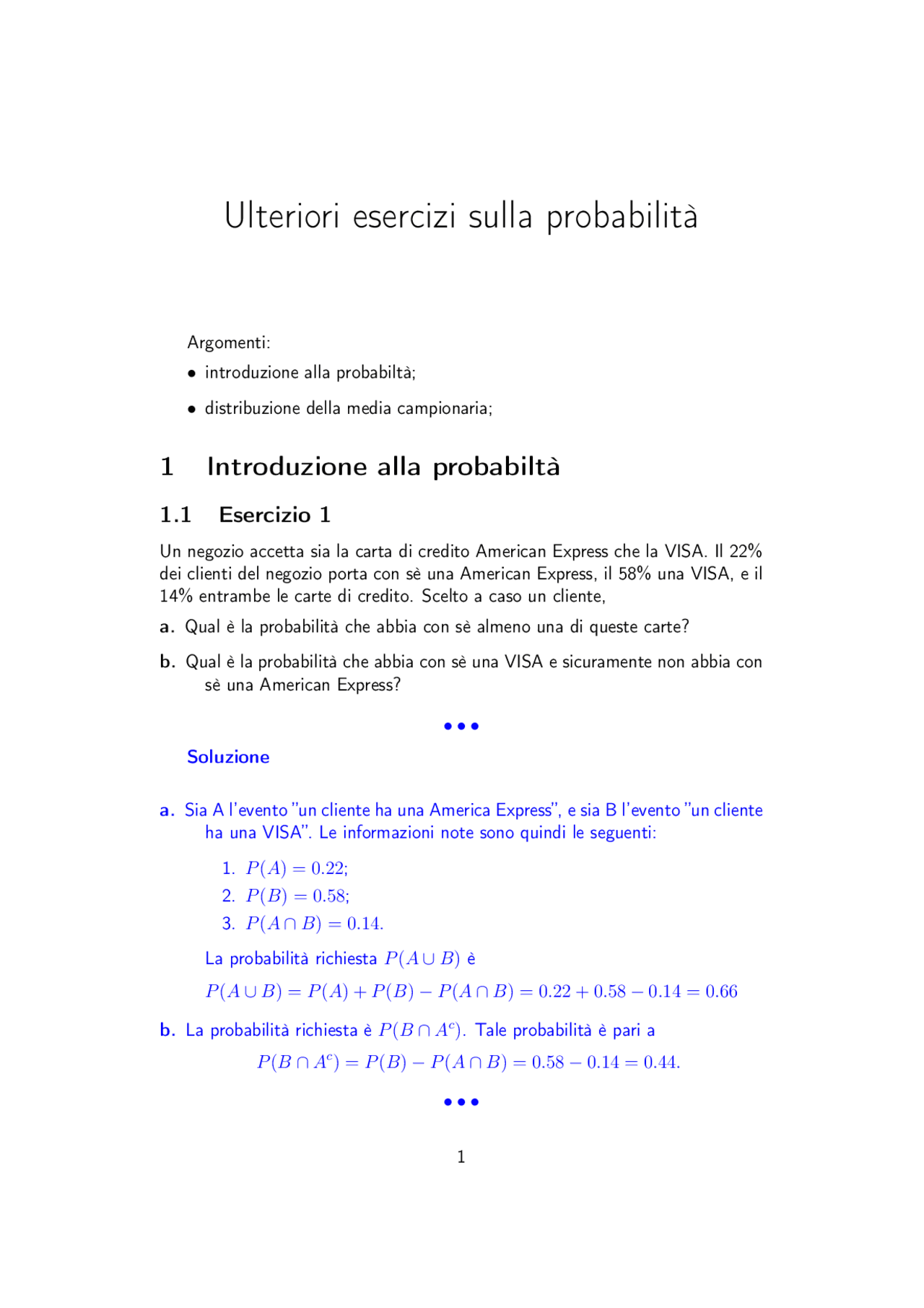 Statistica Esercizi Soluzioni Docsity