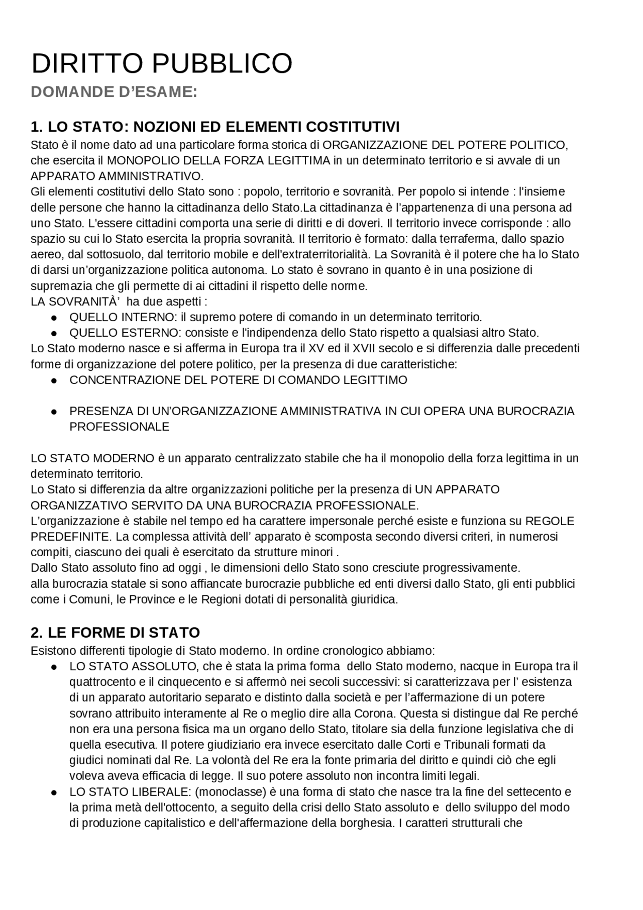 Domande Diritto Pubblico Docsity
