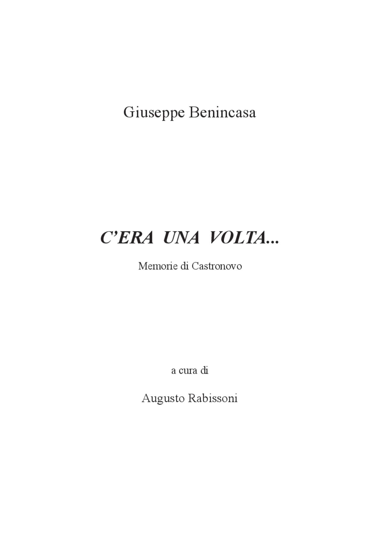 Cera Una Volta Giuseppe Benincasa Docsity