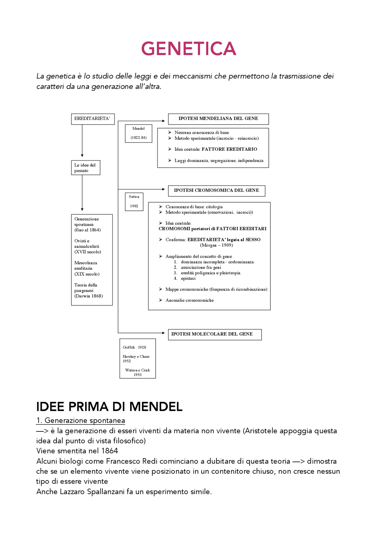 Genetica Di Mendel Ed Esempi Di Ereditarietà Docsity