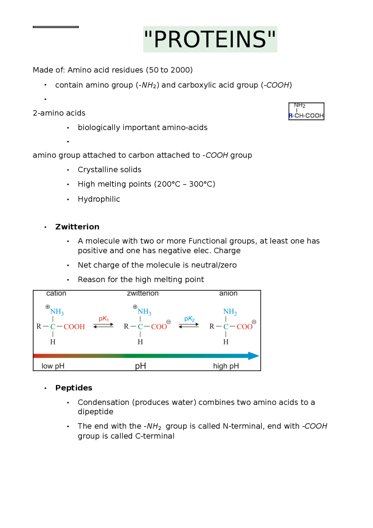 Amino Acids Grade 10 Docsity