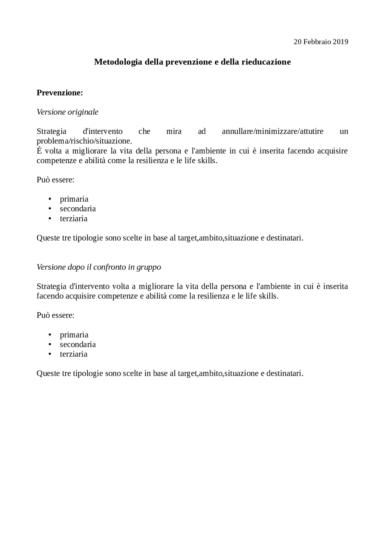 Prevenzione Definizione Docsity