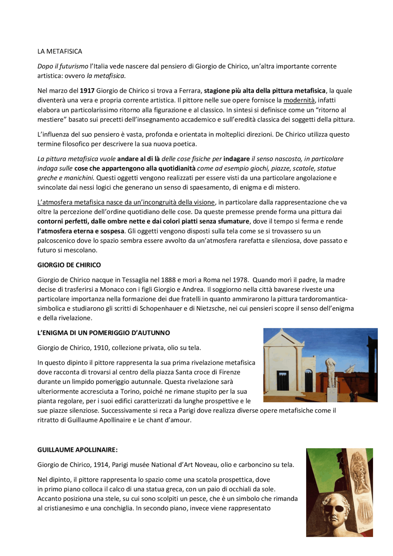 Il Movimento Della Metafisica Docsity