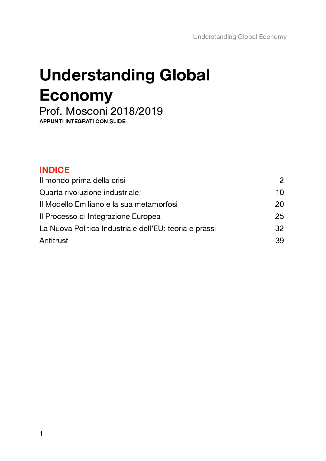 Understanding Global Economy Mosconi Docsity