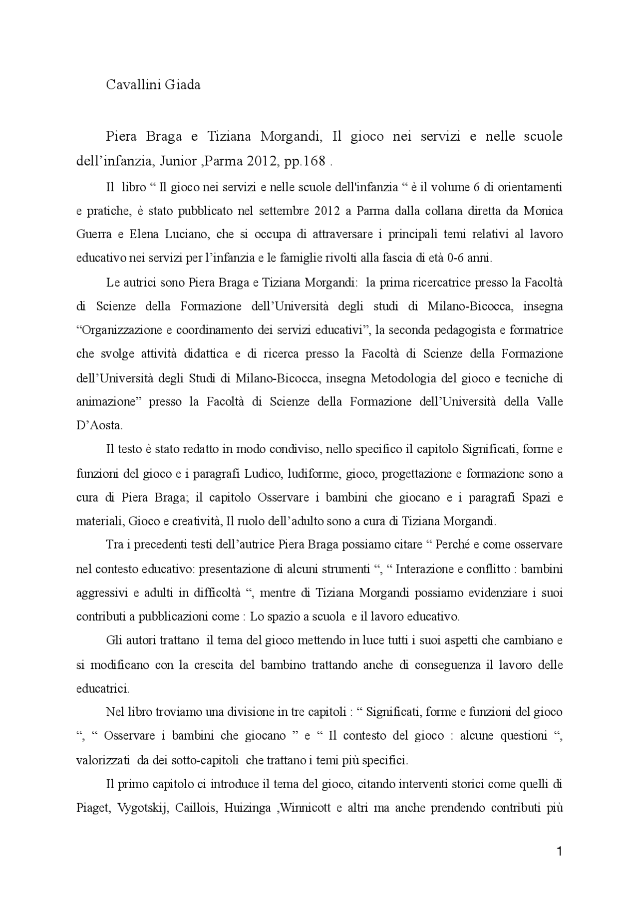 Il Gioco Nei Servizi E Nelle Scuole Dellinfanzia Docsity