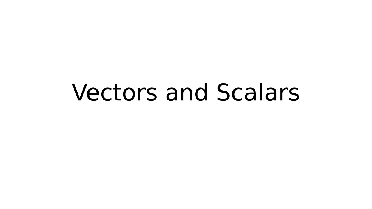 Vectors And Scalars Docsity