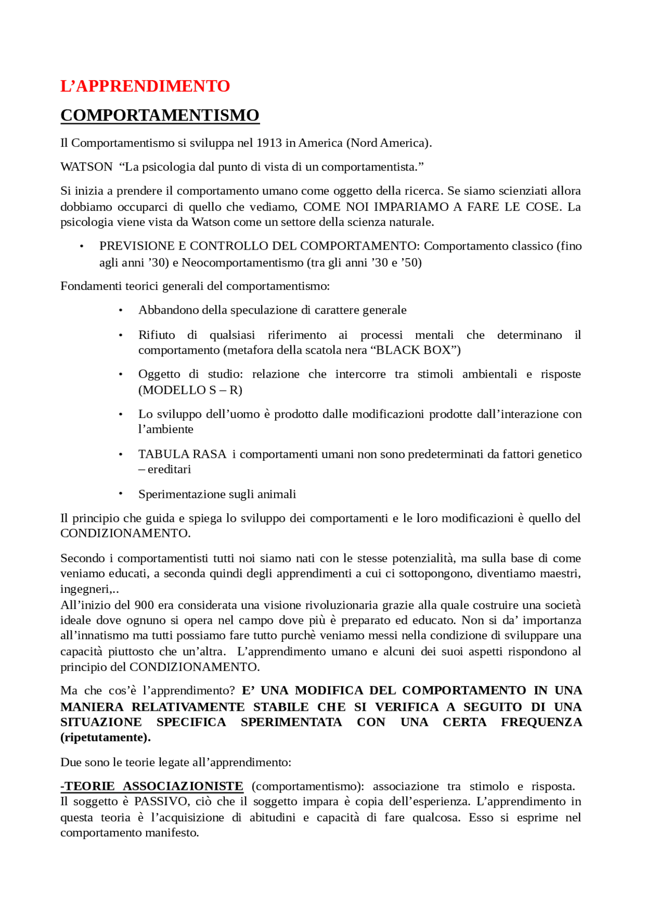 Lapprendimento E Le Sue Applicazioni Docsity