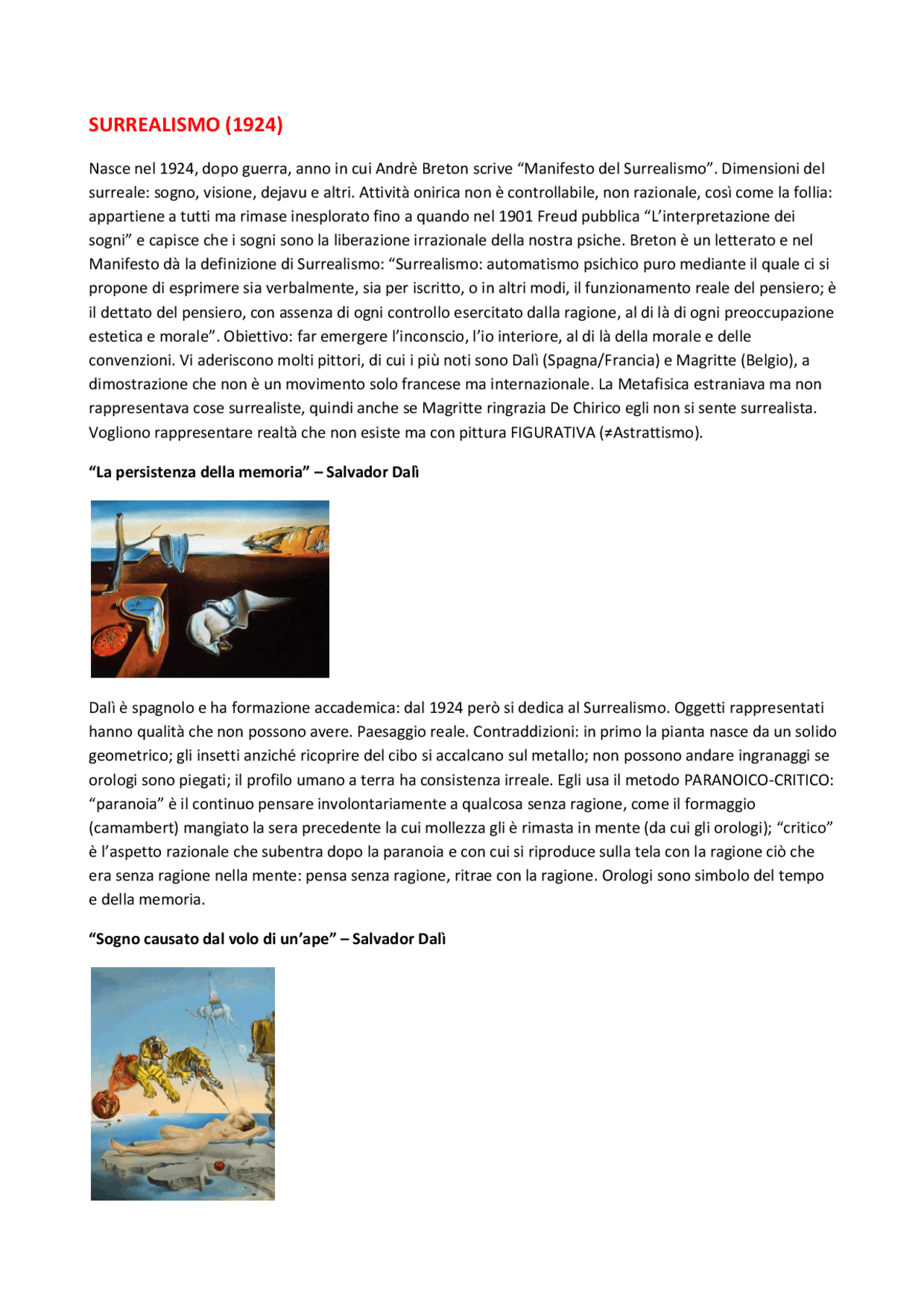 Appunti Di Arte Surrealismo Docsity