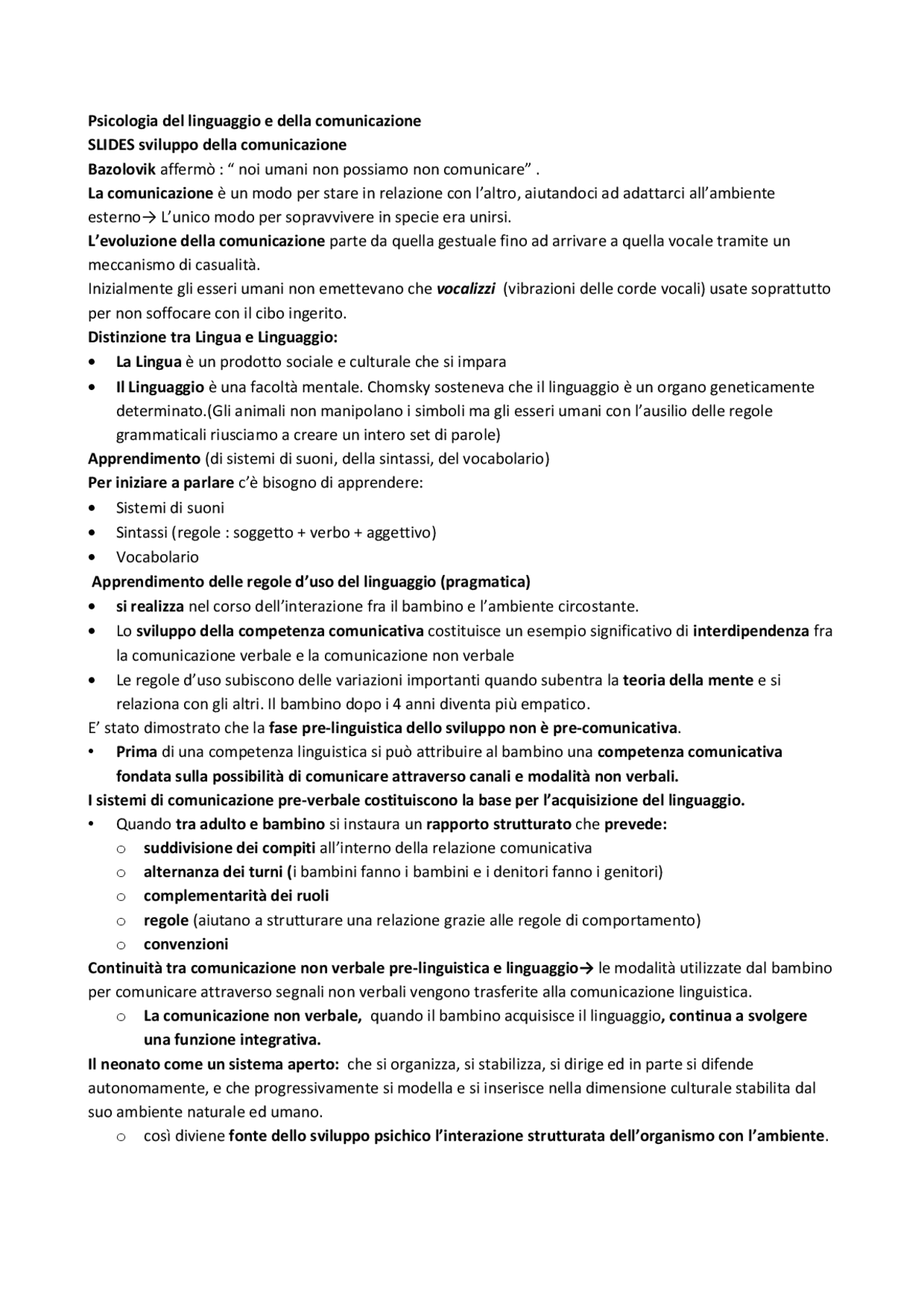 Appunti Psicologia Del Linguaggio E Della Comunicazione Collina