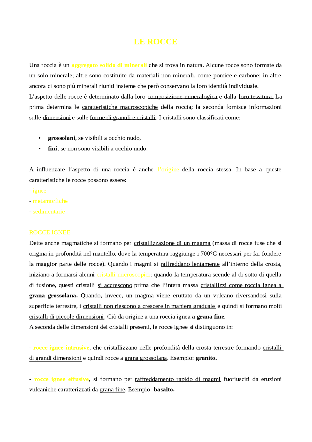 I Diversi Tipi Di Rocce Docsity