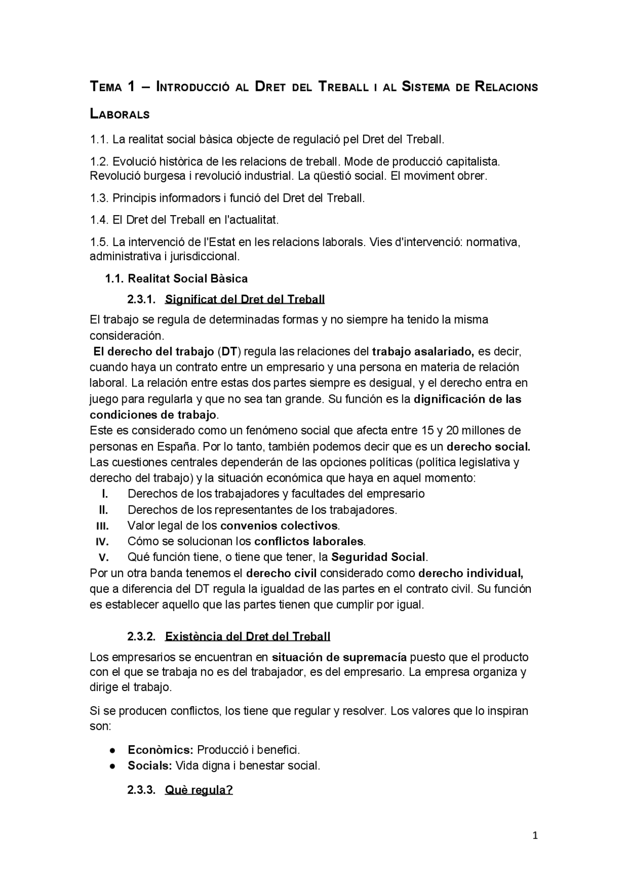 Apunts Dret Treball I Docsity