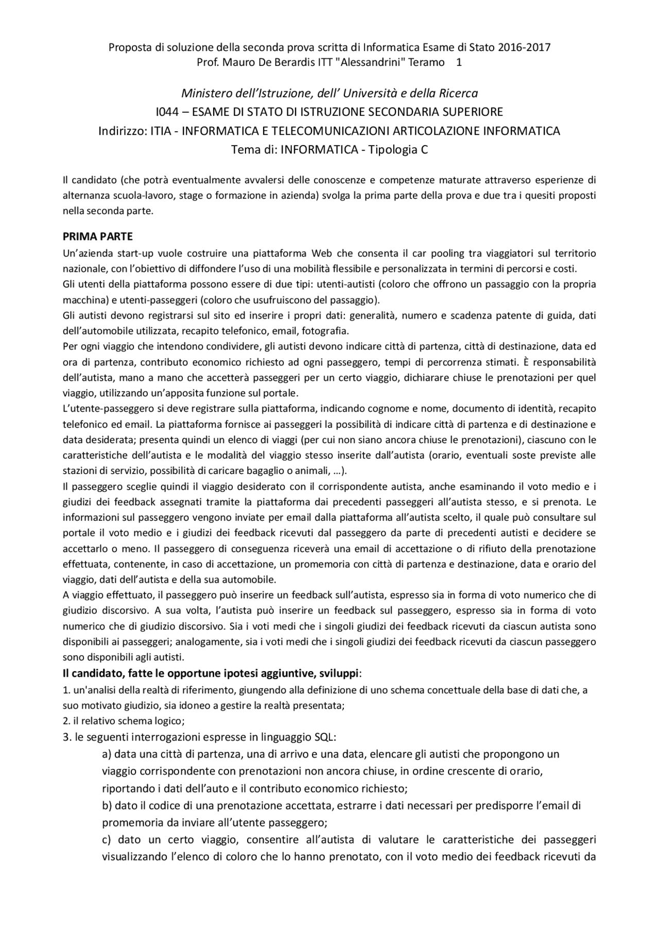 Esami Di Stato Informatica 2015 Docsity