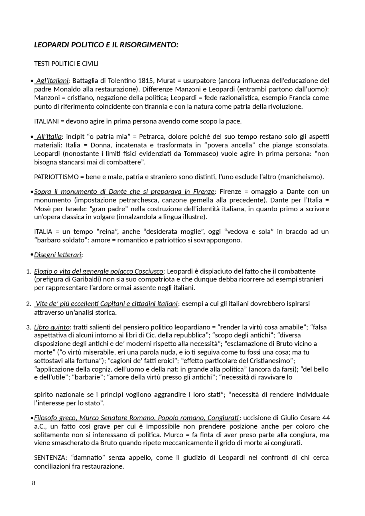 Il Leopardi Politico - Docsity