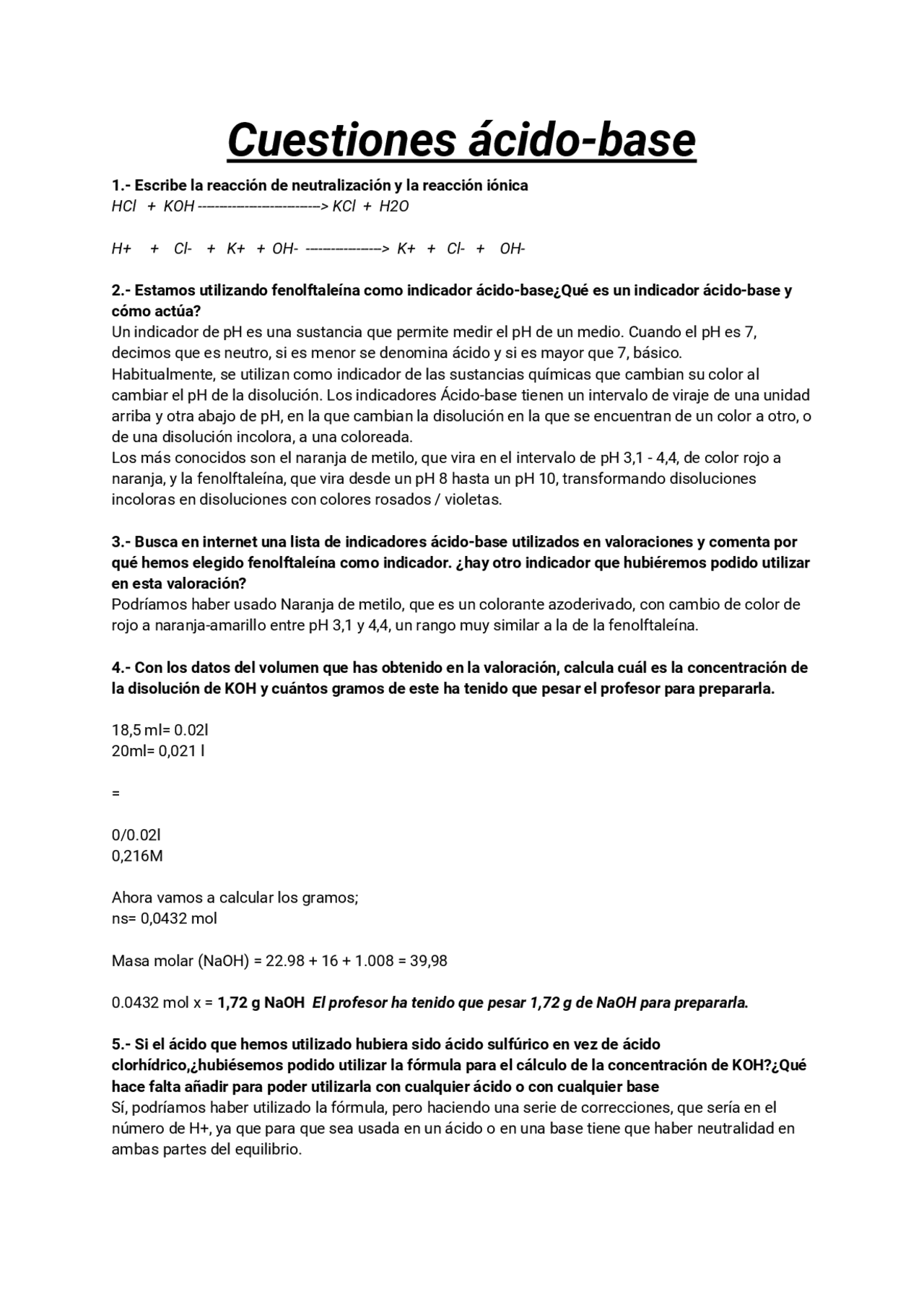 Prácticas De Laboratorio ácido Base Docsity