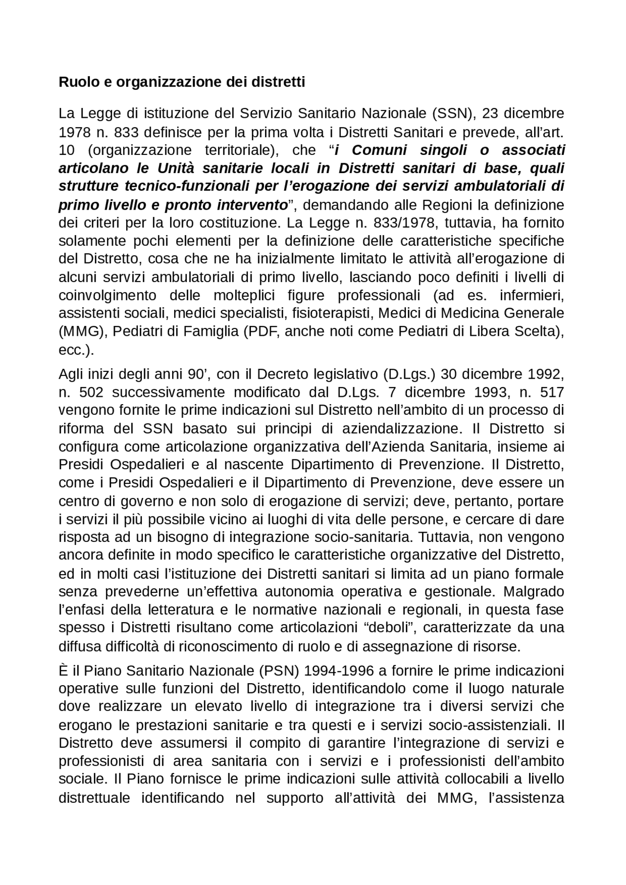 I Distretti Socio Sanitari Docsity