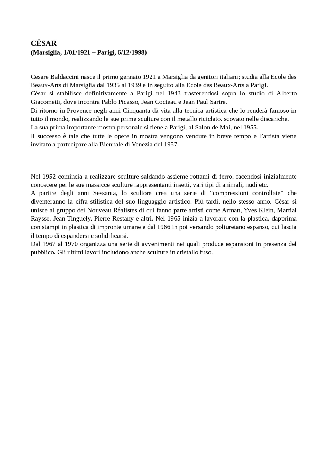 Cèsar Vita E Opere Docsity