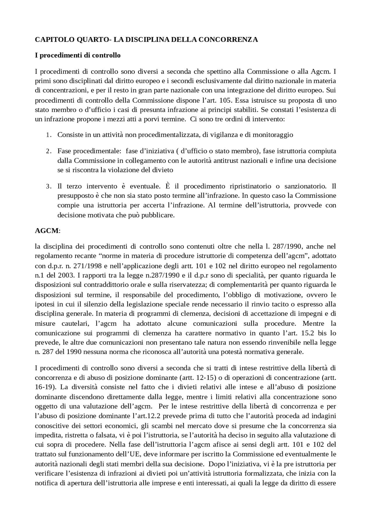 Capitolo 4 la disciplina della concorrenza - Docsity