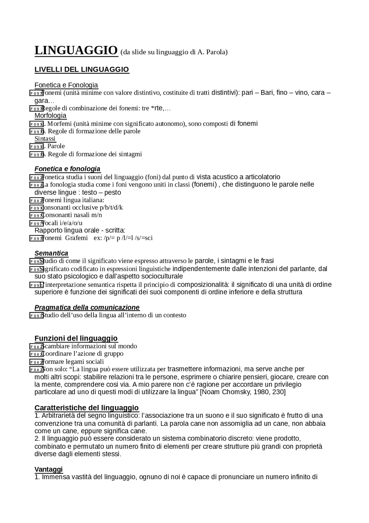 Teorie Del Linguaggio Docsity