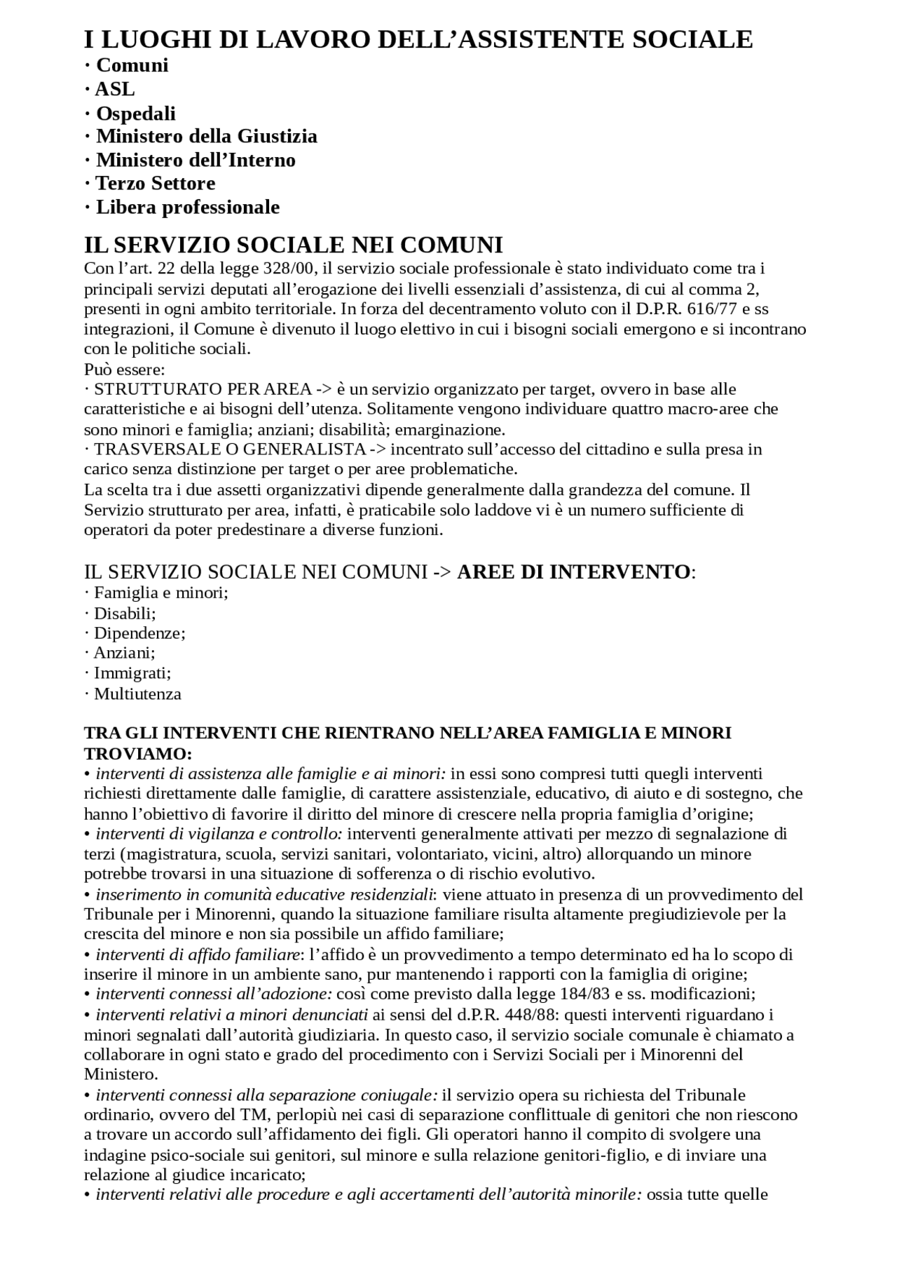 Luoghi Di Lavoro Dellassistente Sociale Docsity