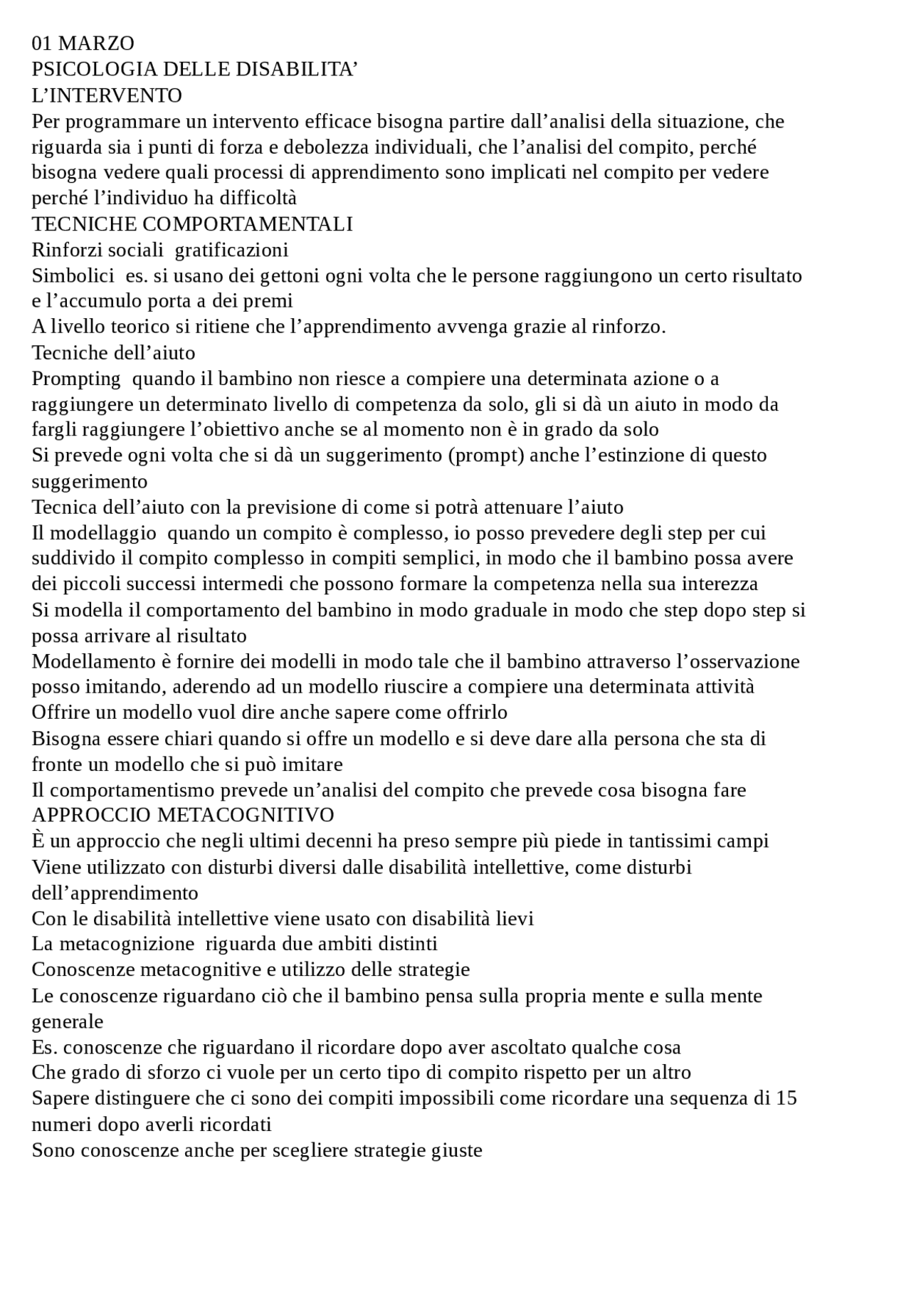 Appunti Di Psicologia Delle Disabilità Docsity