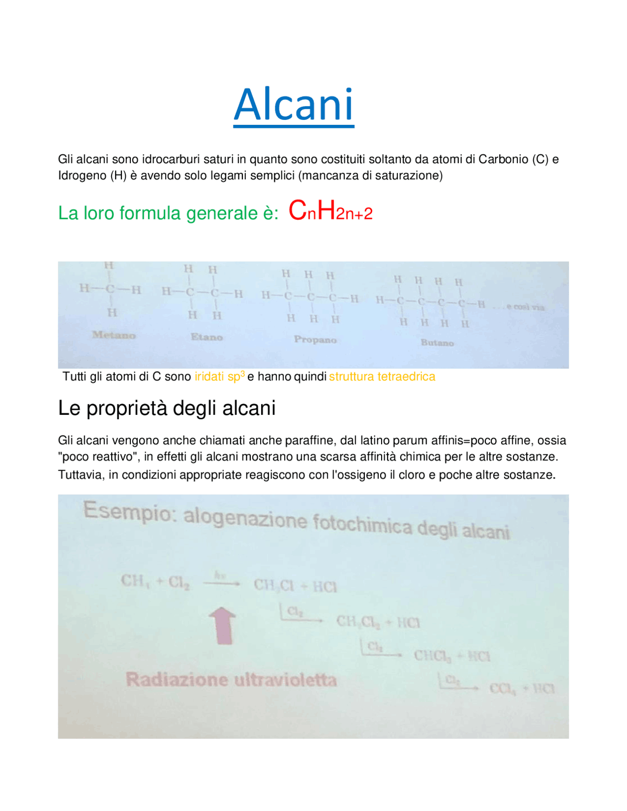 Chimica organica,ALCANI | Slides of Organic Chemistry | Docsity