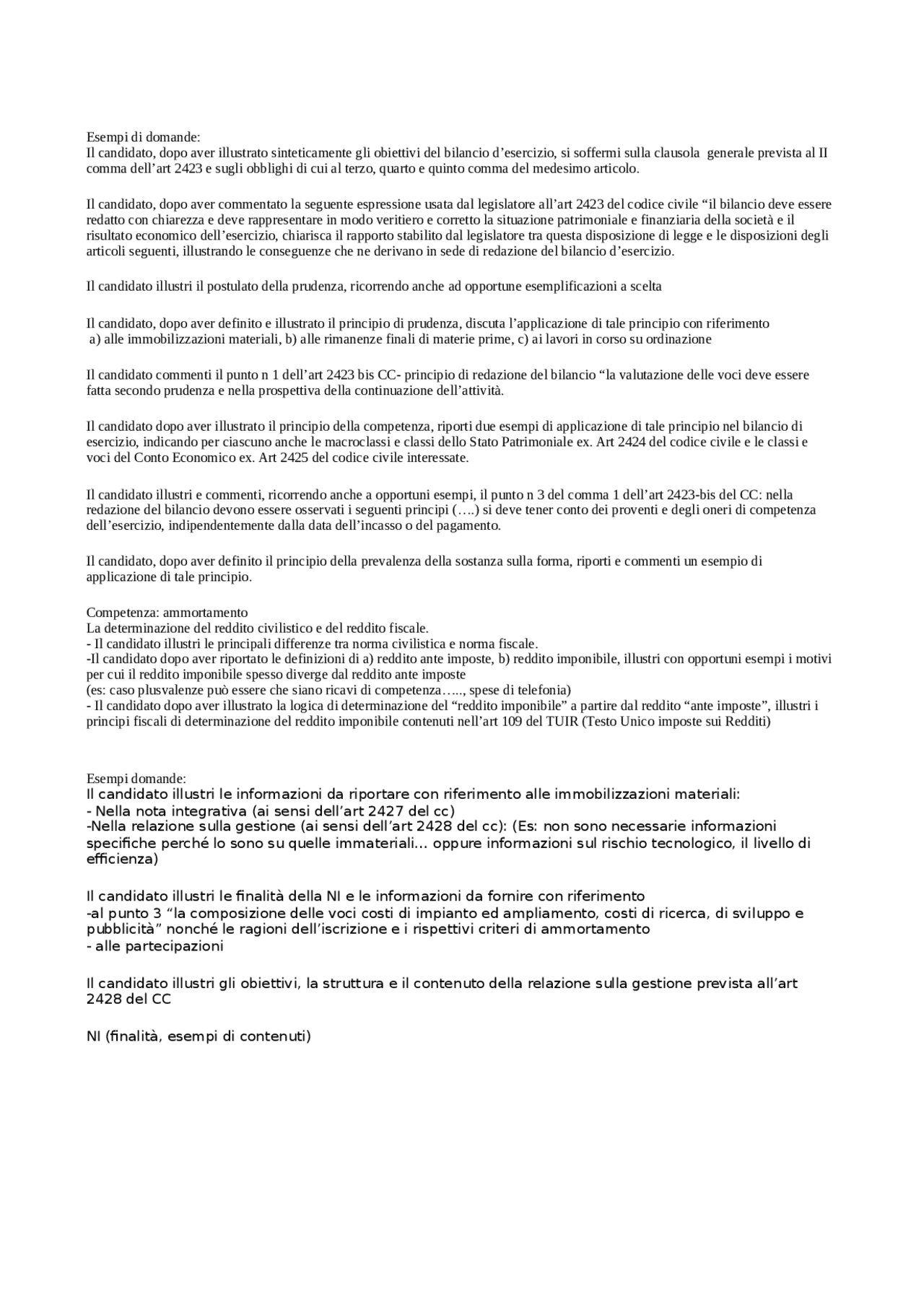 Classiche Domande Metodologie E Determinazioni Quantitative Prof Cantù