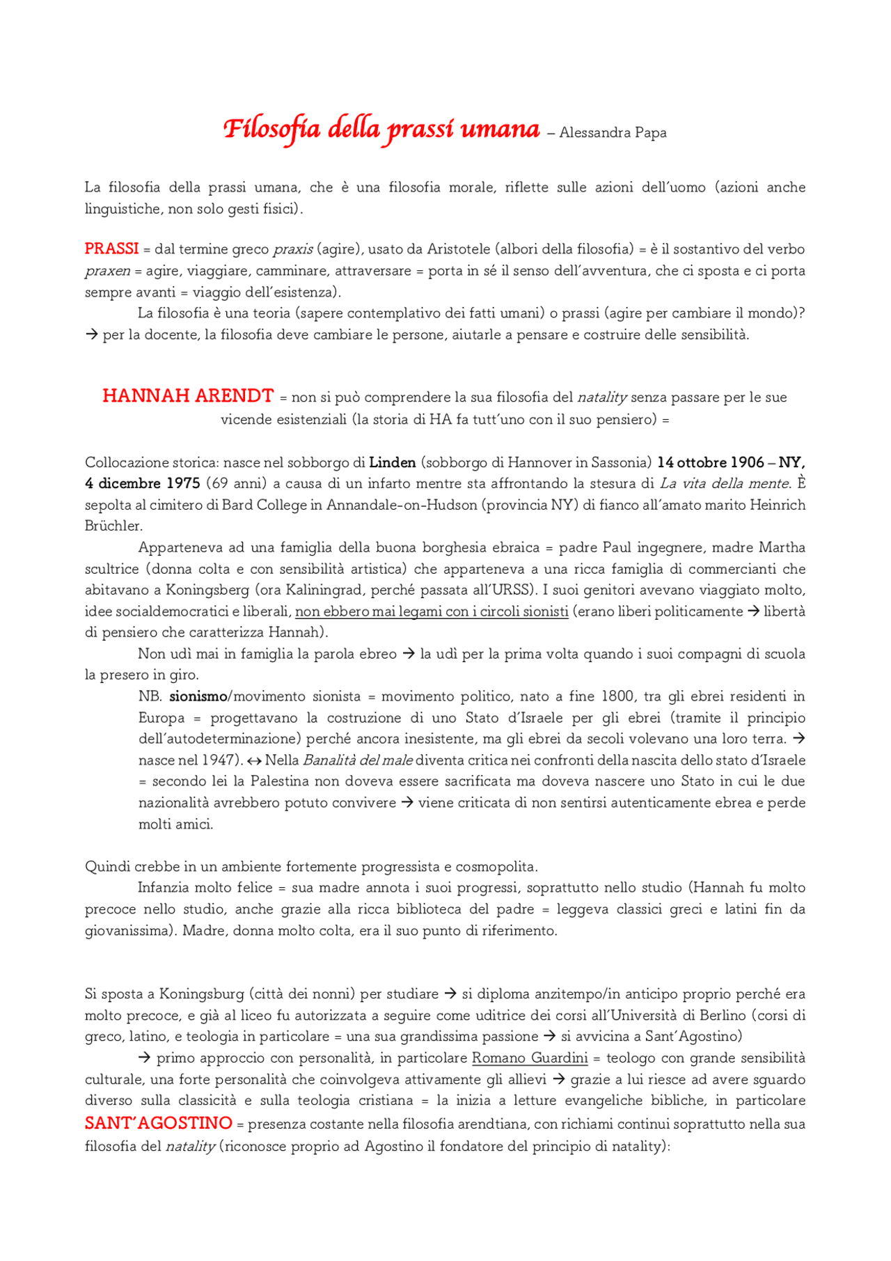 Filosofia Della Prassi Umana Alessandra Papa Appunti Completi 2018