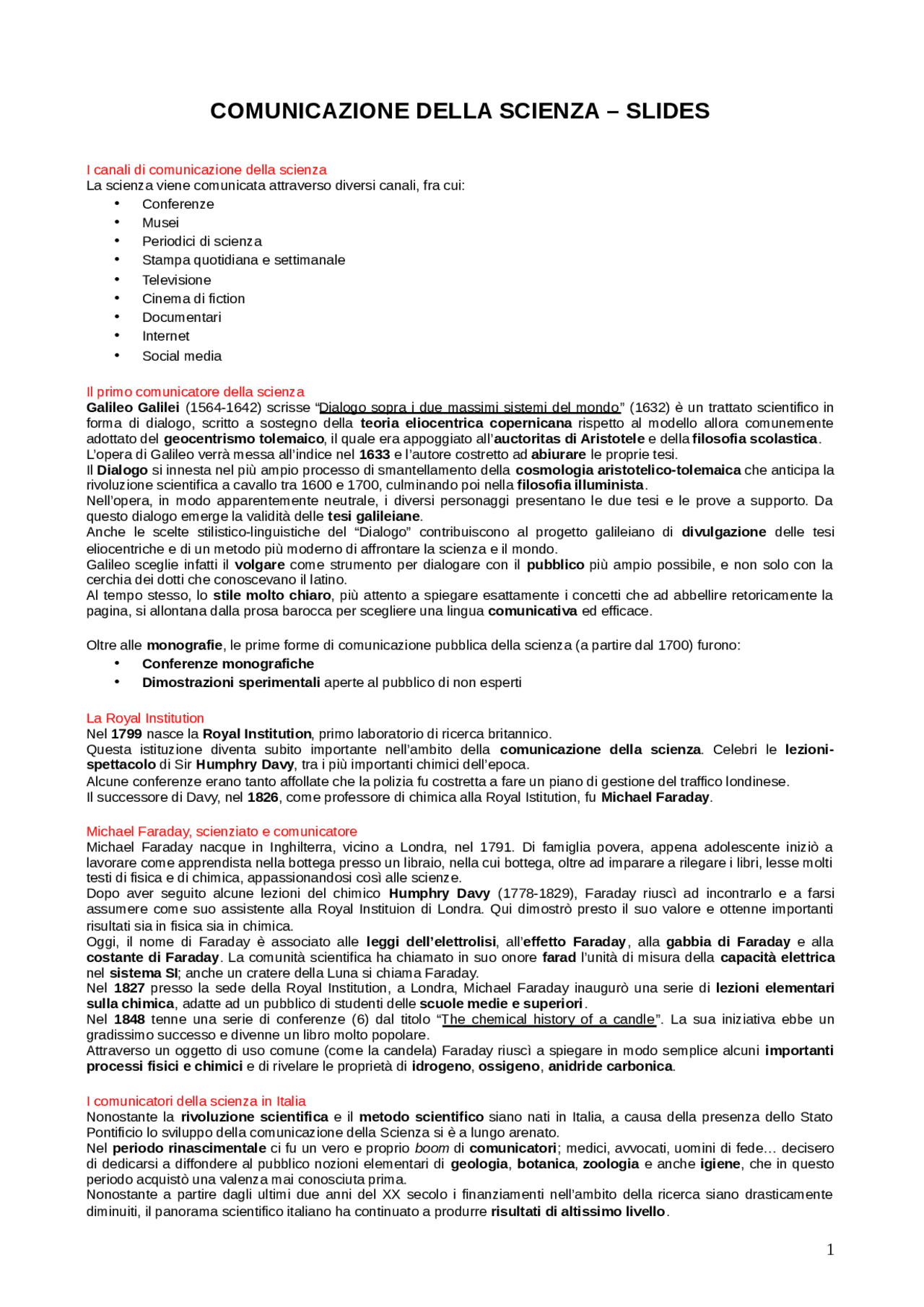 Slides Di Comunicazione Della Scienza Docsity