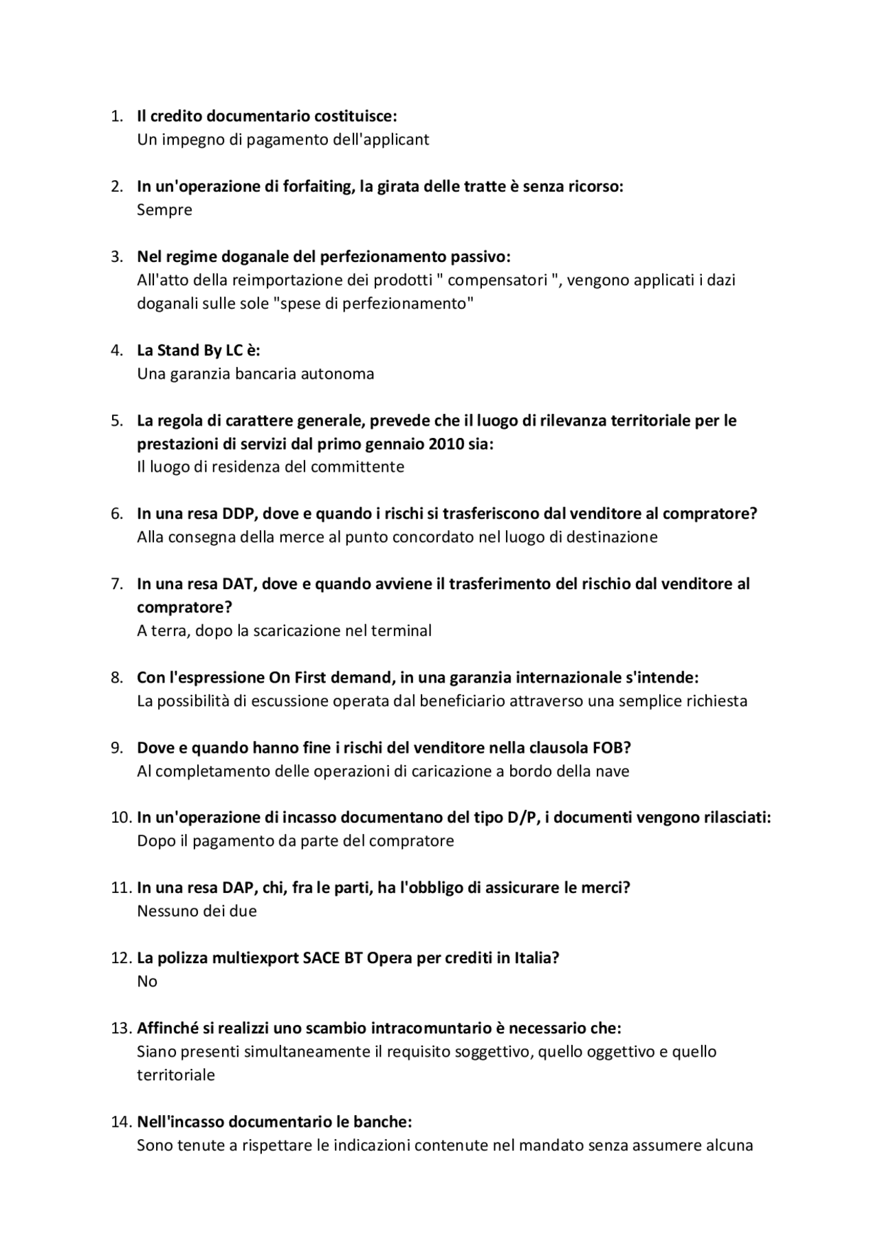 Risposte Test Moduli 1 E 2 Master Marcom Docsity