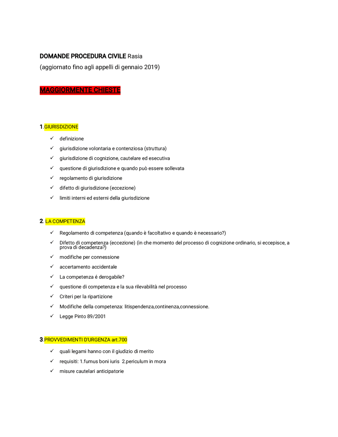 Domande Proccivile Rasia 2018 Docsity