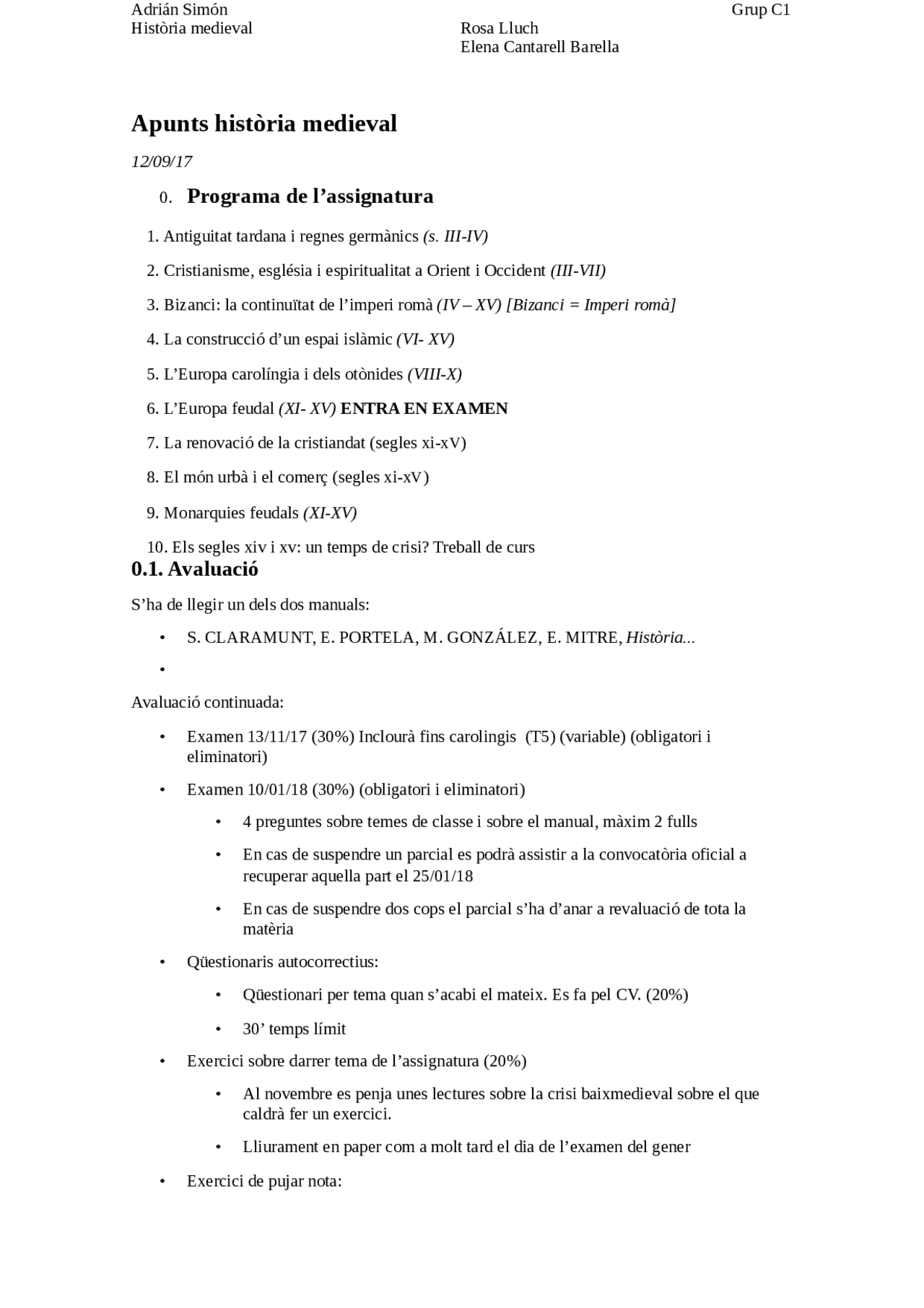 Apunts Història Medieval - Docsity