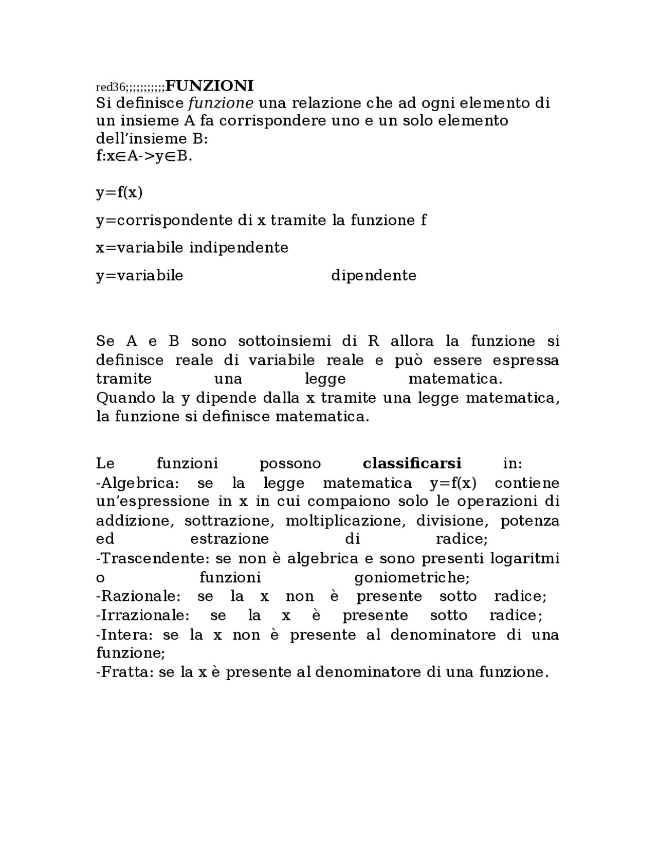 Teoria Sulle Funzioni Docsity
