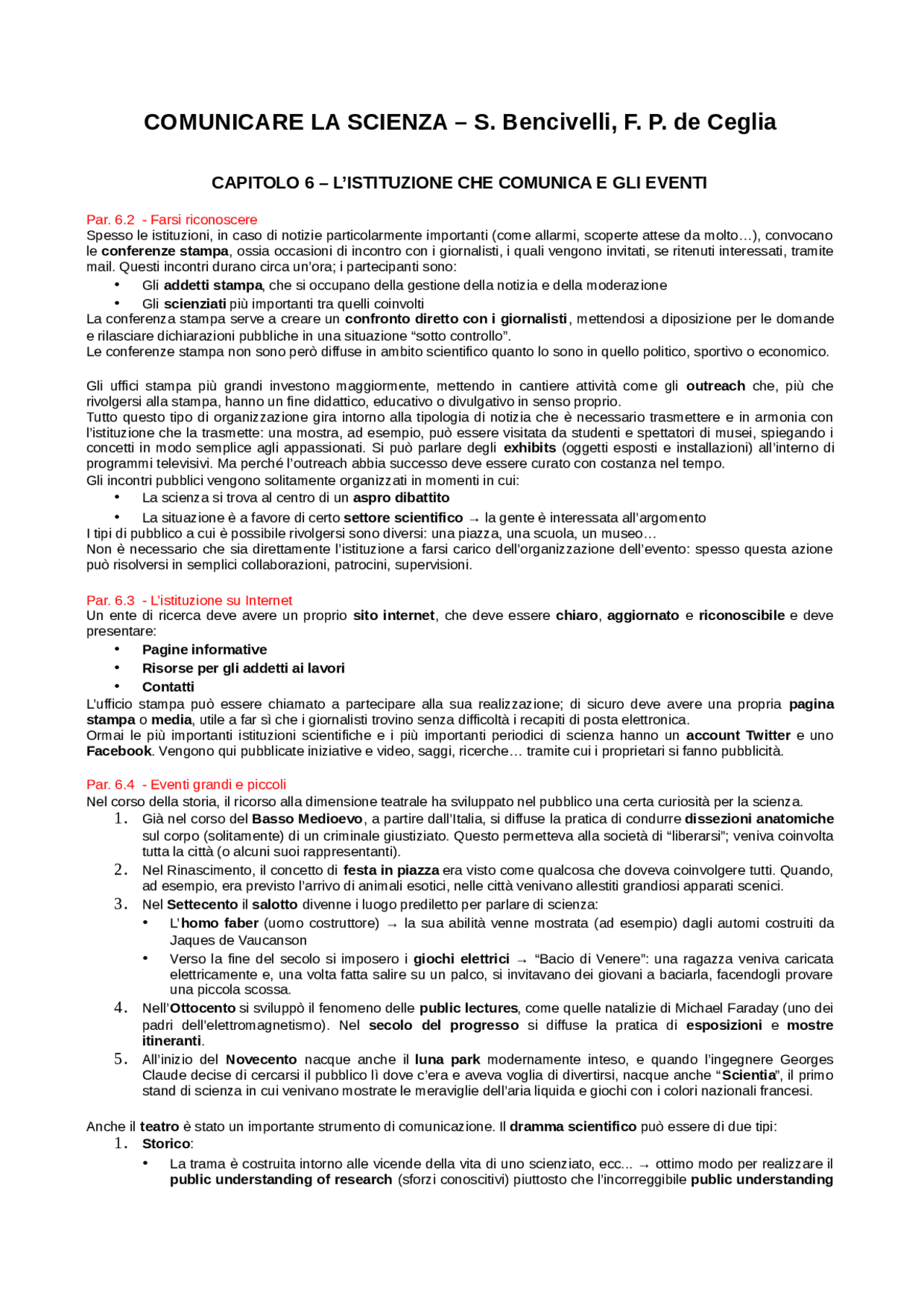 Riassunto di "Comunicare la scienza" - Docsity